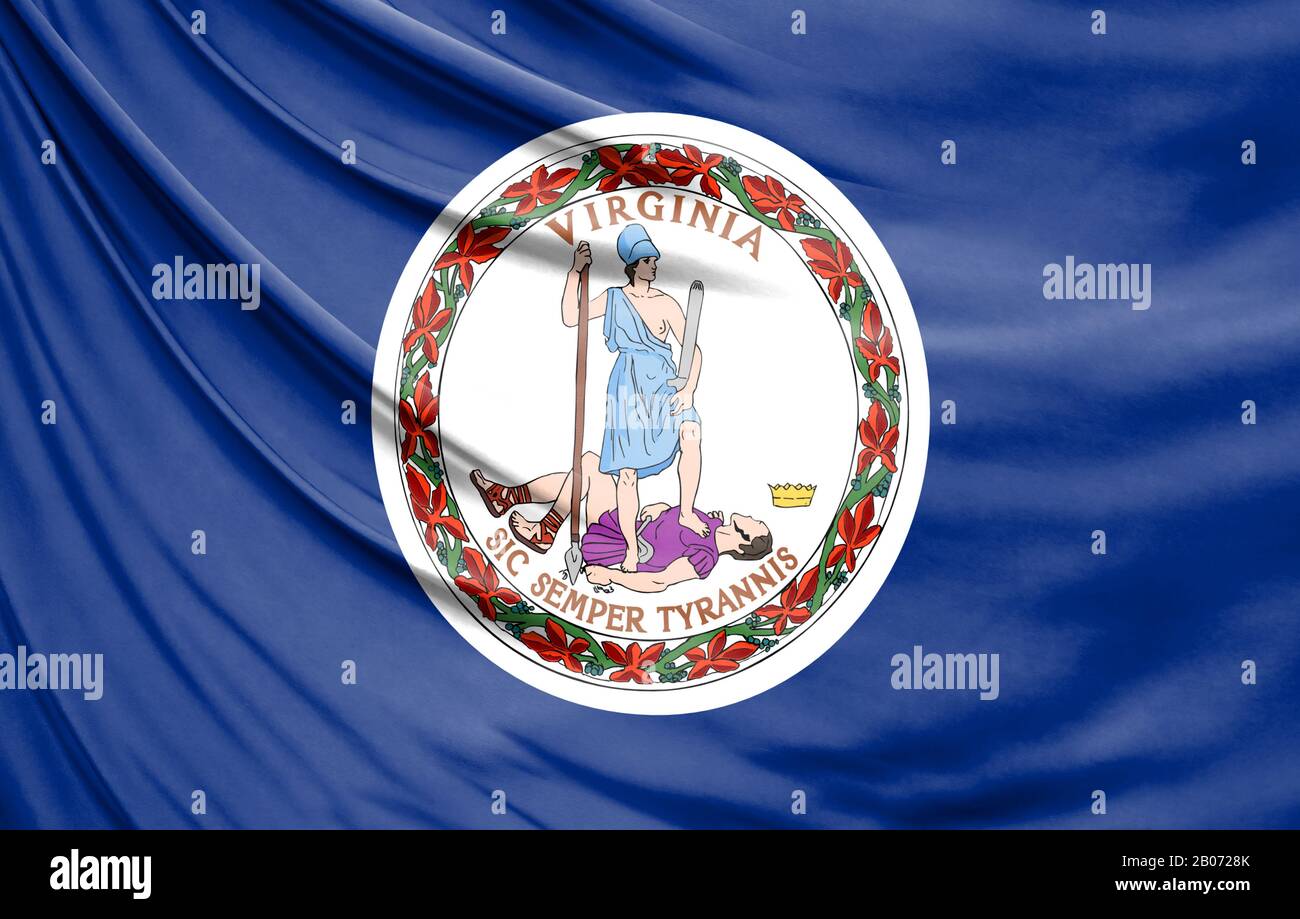 Realistic flag State of Virginia on the wavy surface of fabric Stock ...