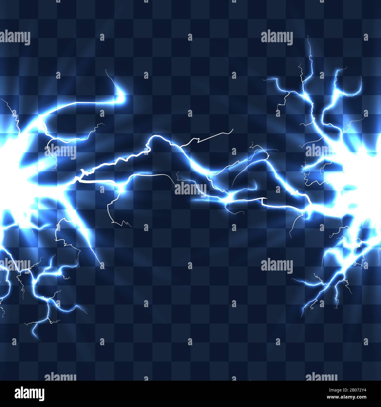 Electrical discharge with lightning beam isolated on checkered ...