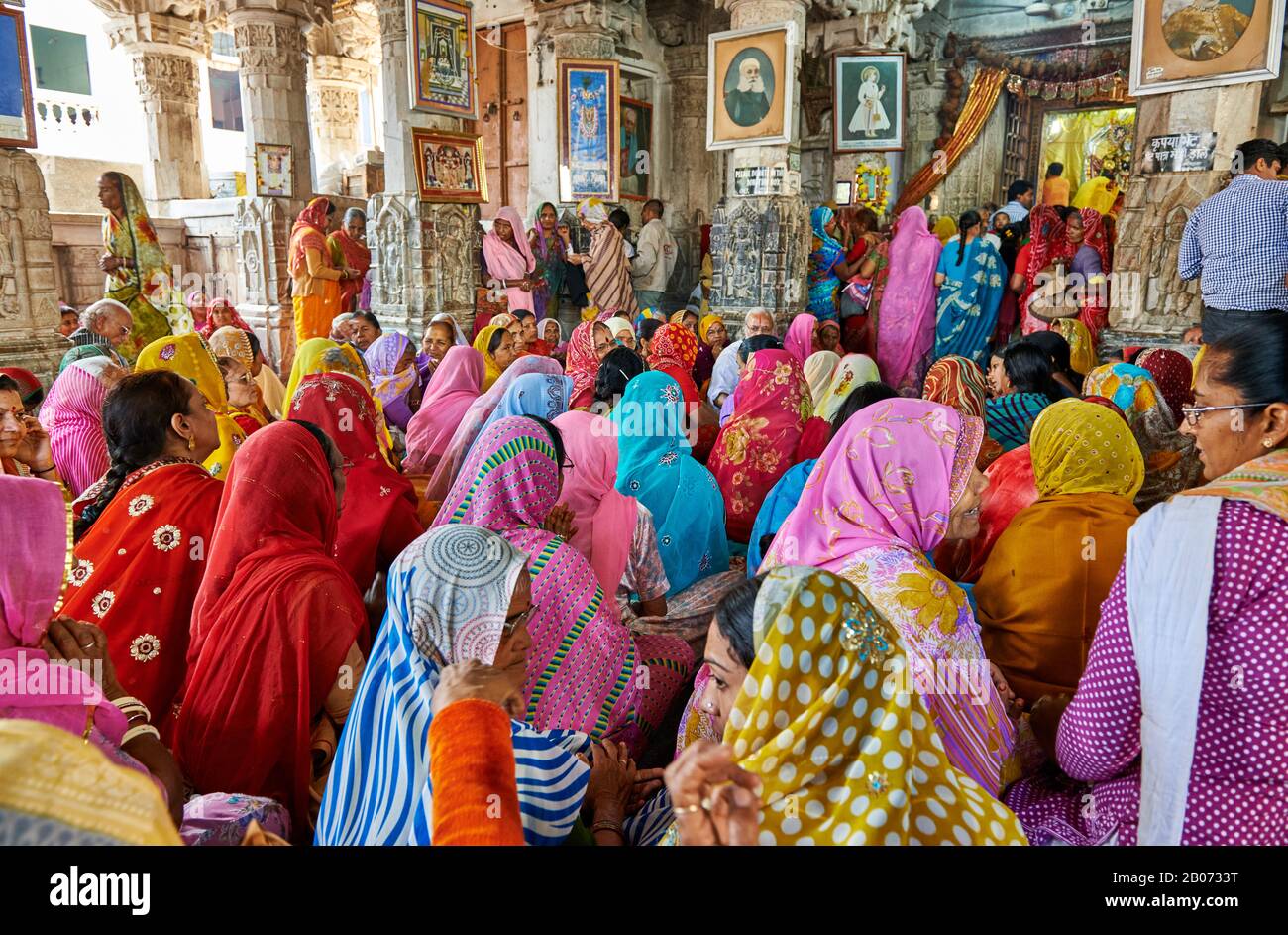 indian women with colorful clothes during ceremony inside Jagdish ...