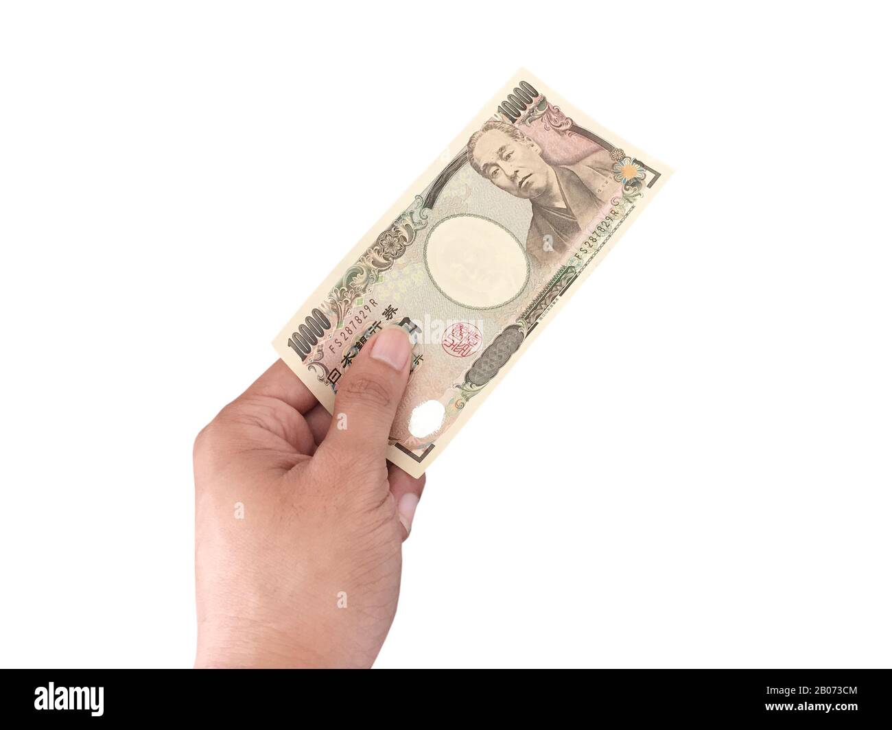 Hand holding Japanese money bills., Japanese yen currency bank note ...