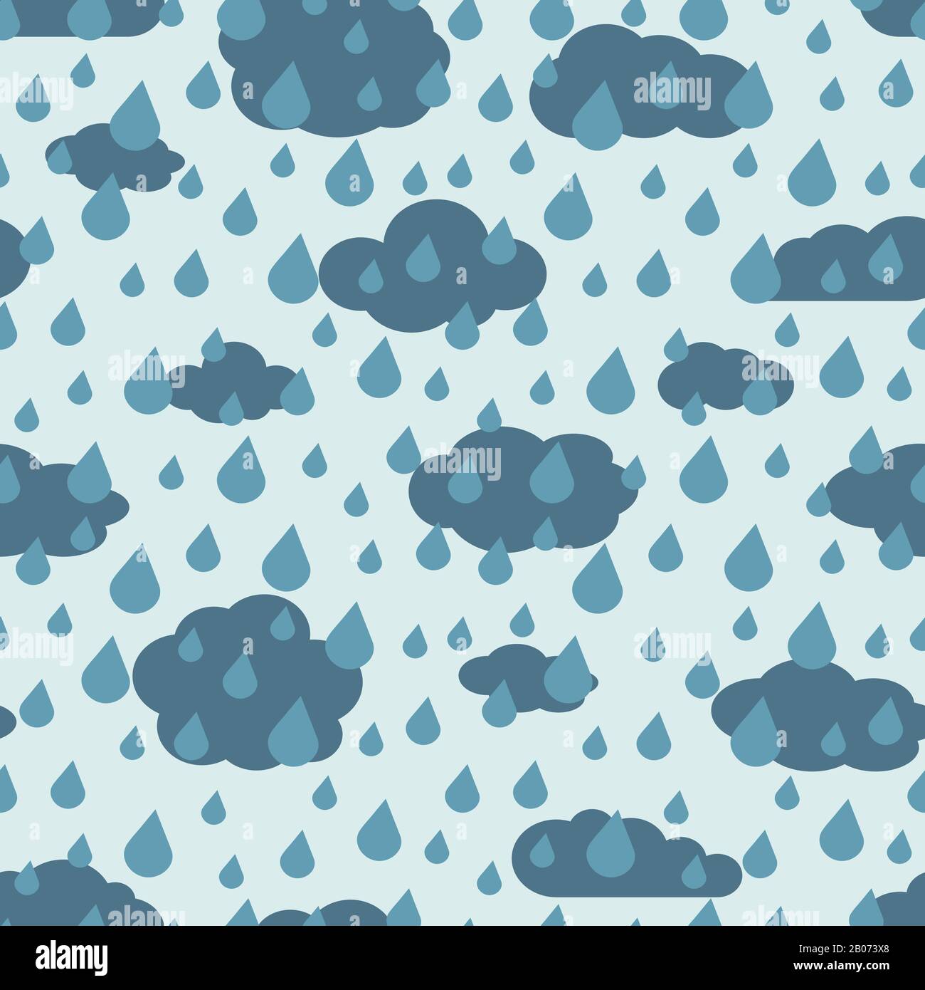 Vector rainy weather seamless pattern. Background with drops and clouds ...