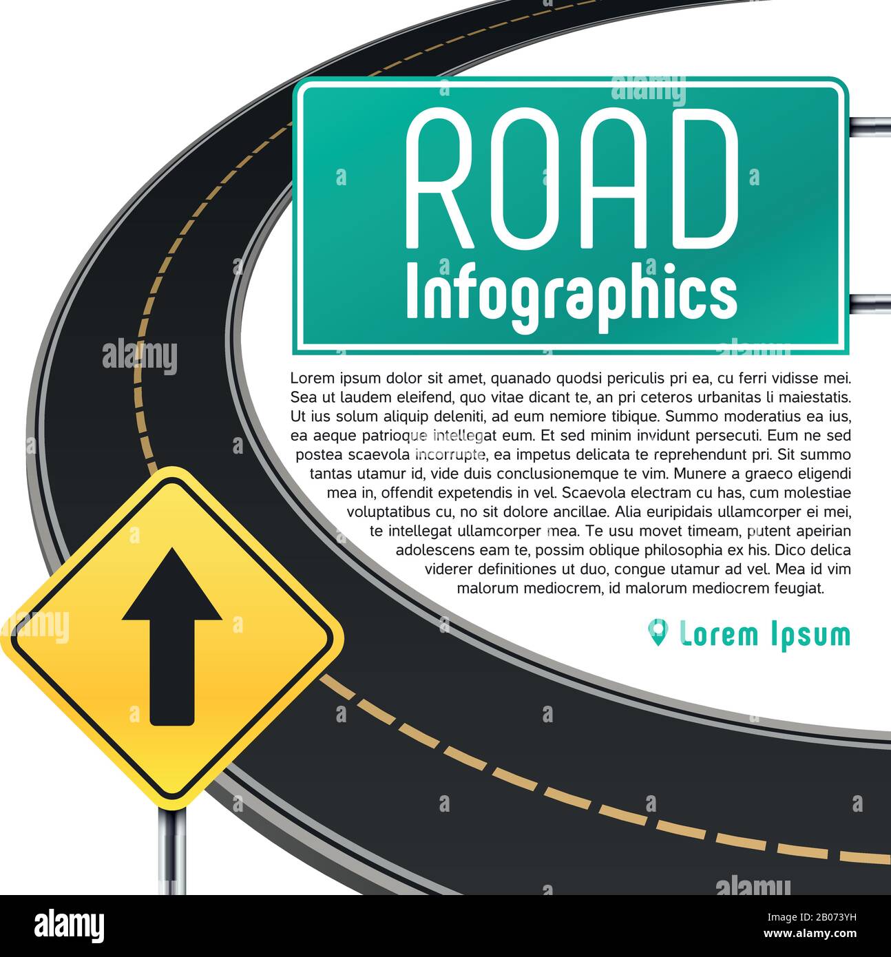 Road trip map vector infographics. Banner with information to highway ...