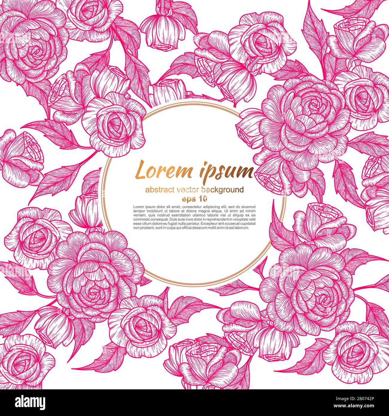 Card with flowers of roses. Floral pattern and place for text insertion ...