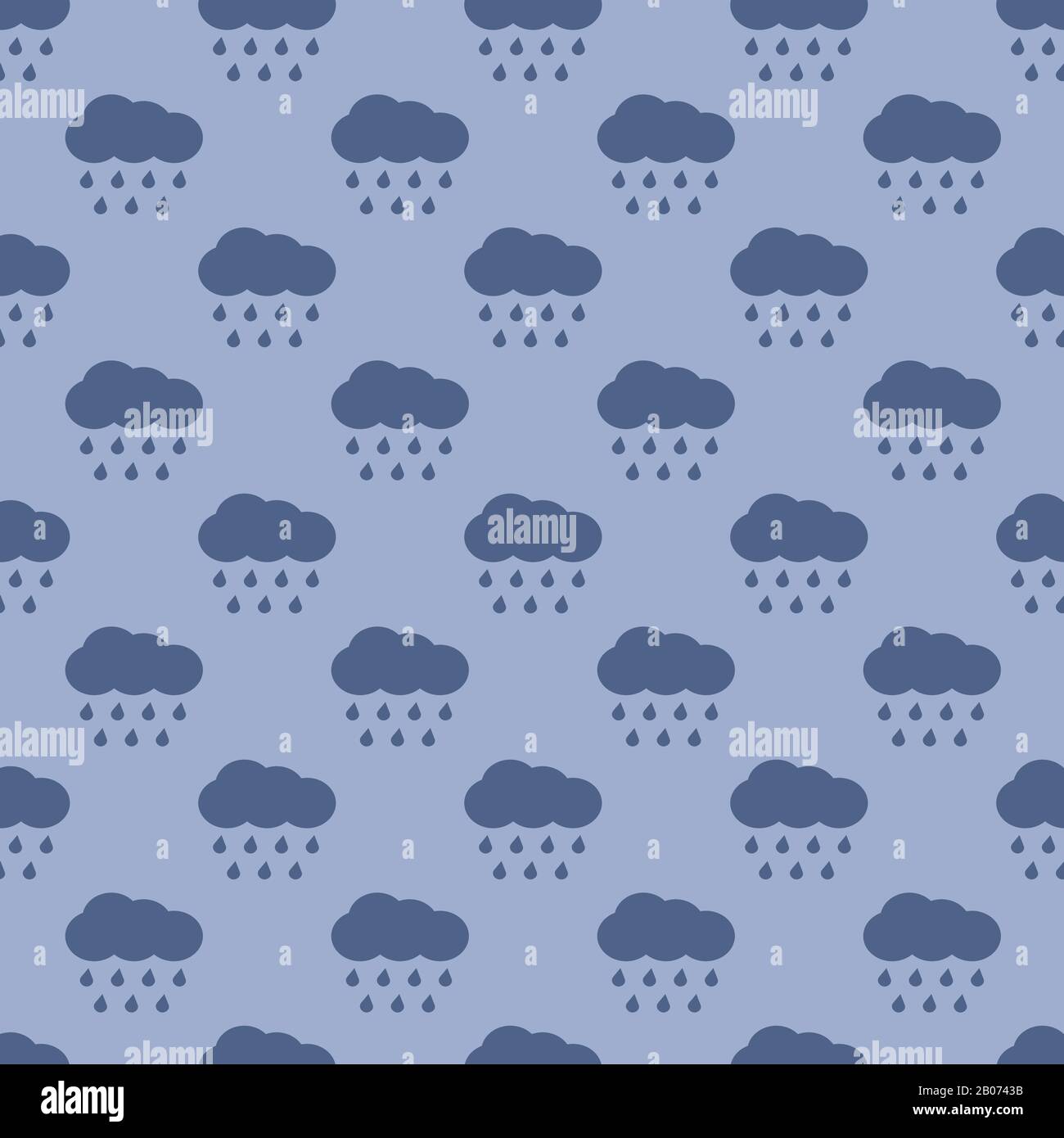 Vector clouds and rain weather seamless pattern background with water ...