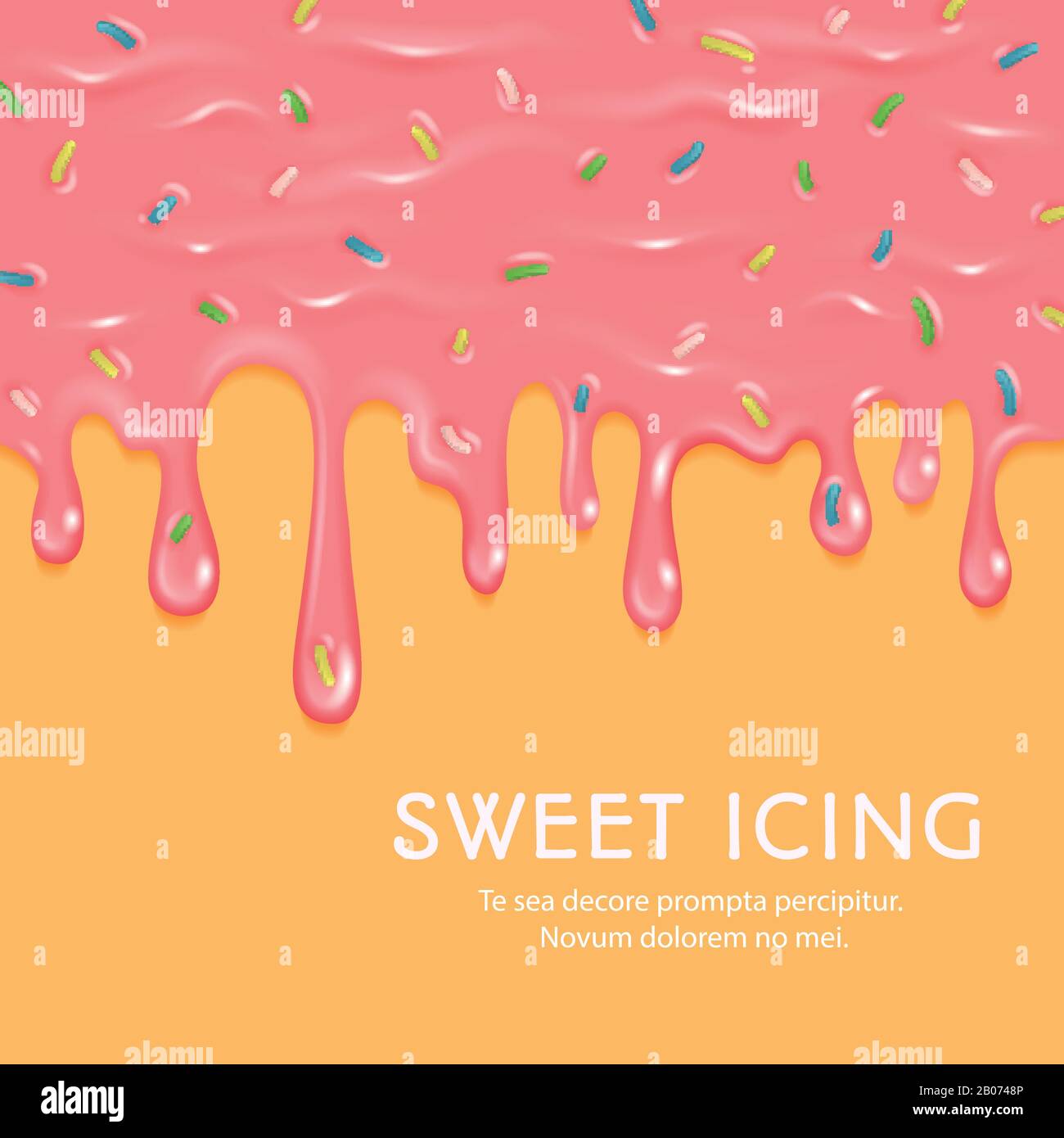 Dripping pink sweet donut glaze vector background. Cream dessert tasty ...