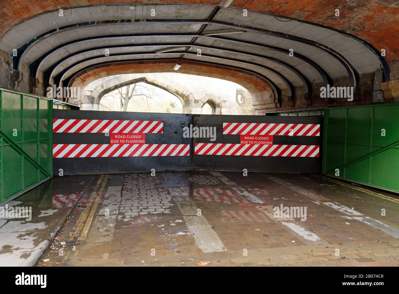 Flood prevention barriers located on the Esplanade on the bank of the ...