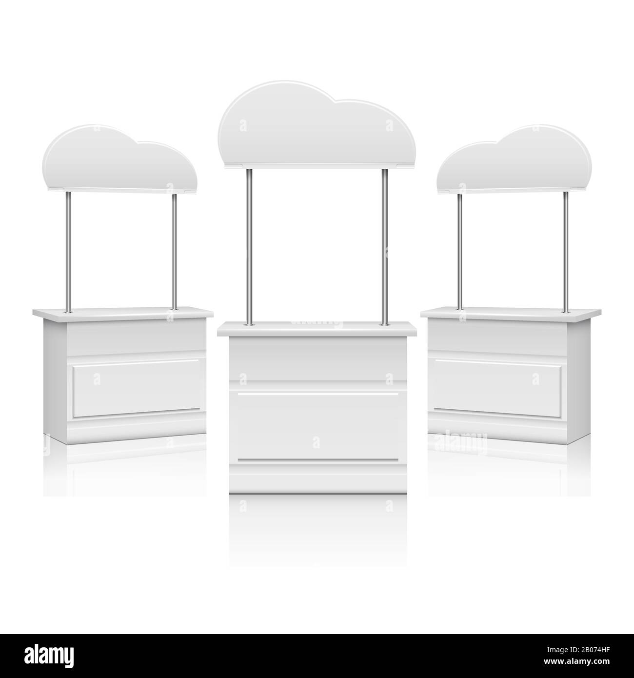 White blank promotion trade stand. Empty mockup counter, vector ...