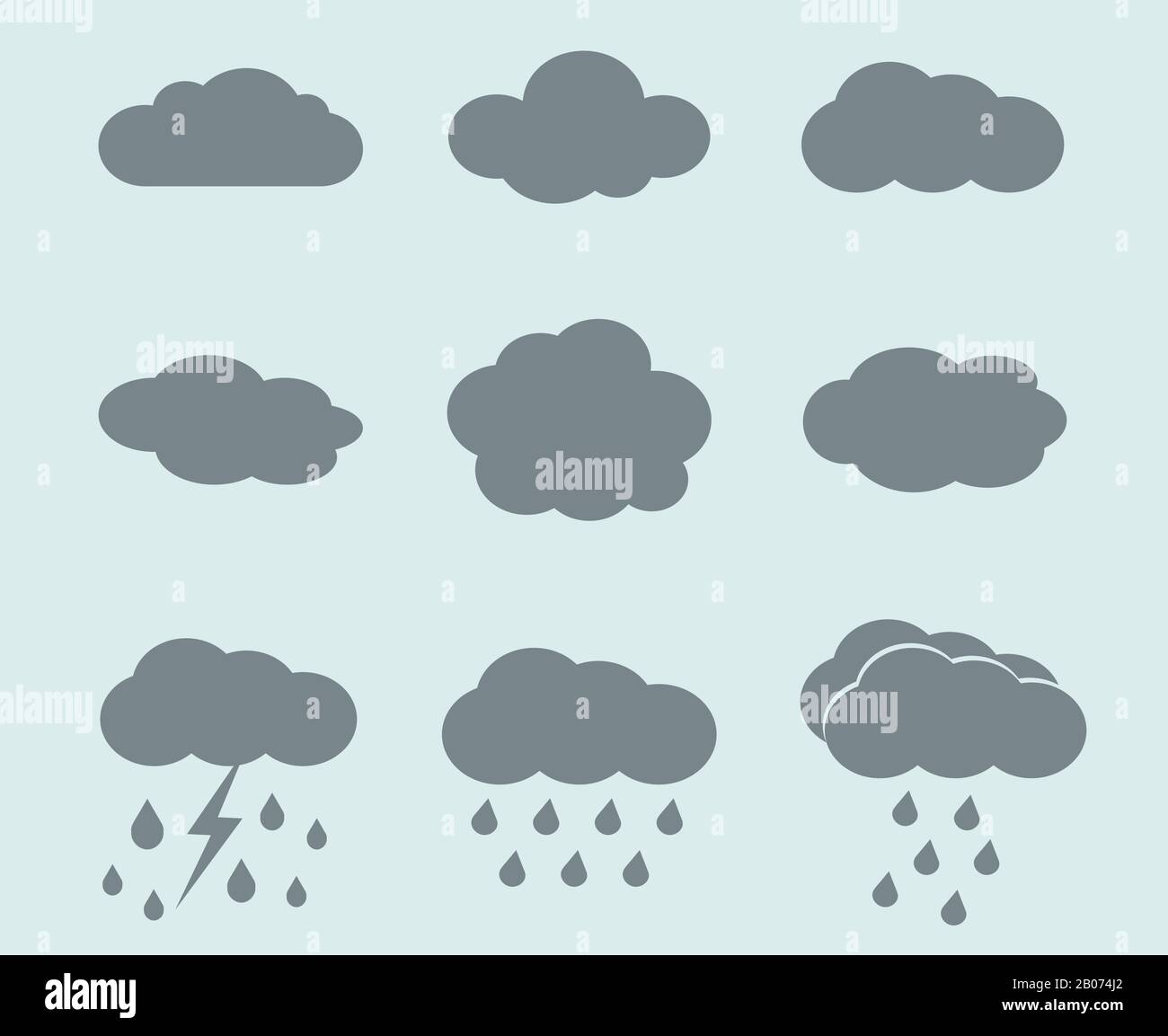 Vector weather icons set. Clouds and rain signs. Collection of signs ...