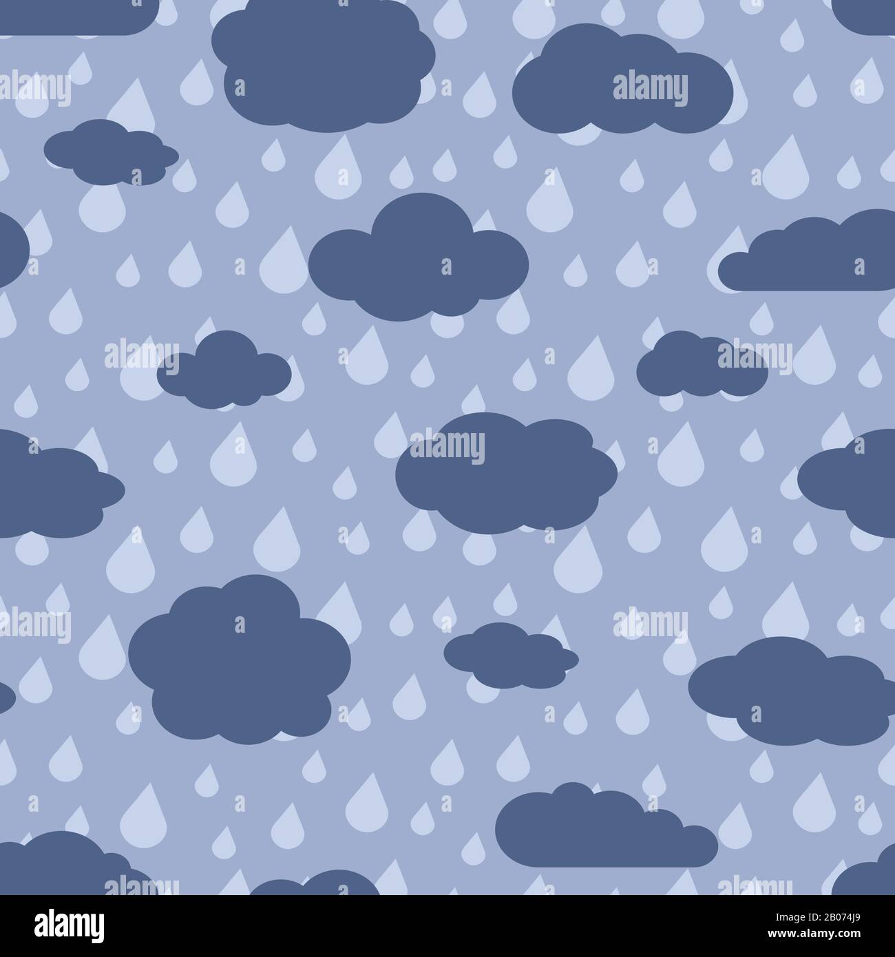 Vector rainy weather seamless pattern. Background with rain clouds ...
