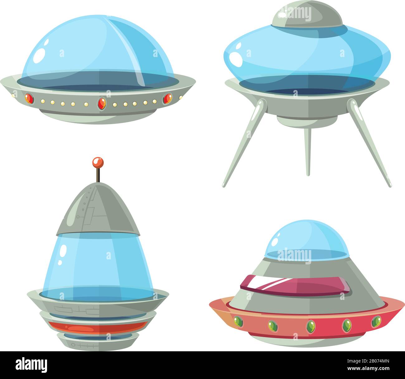 Cartoon alien spaceship, spacecrafts and ufo vector set. Cosmic ship in ...