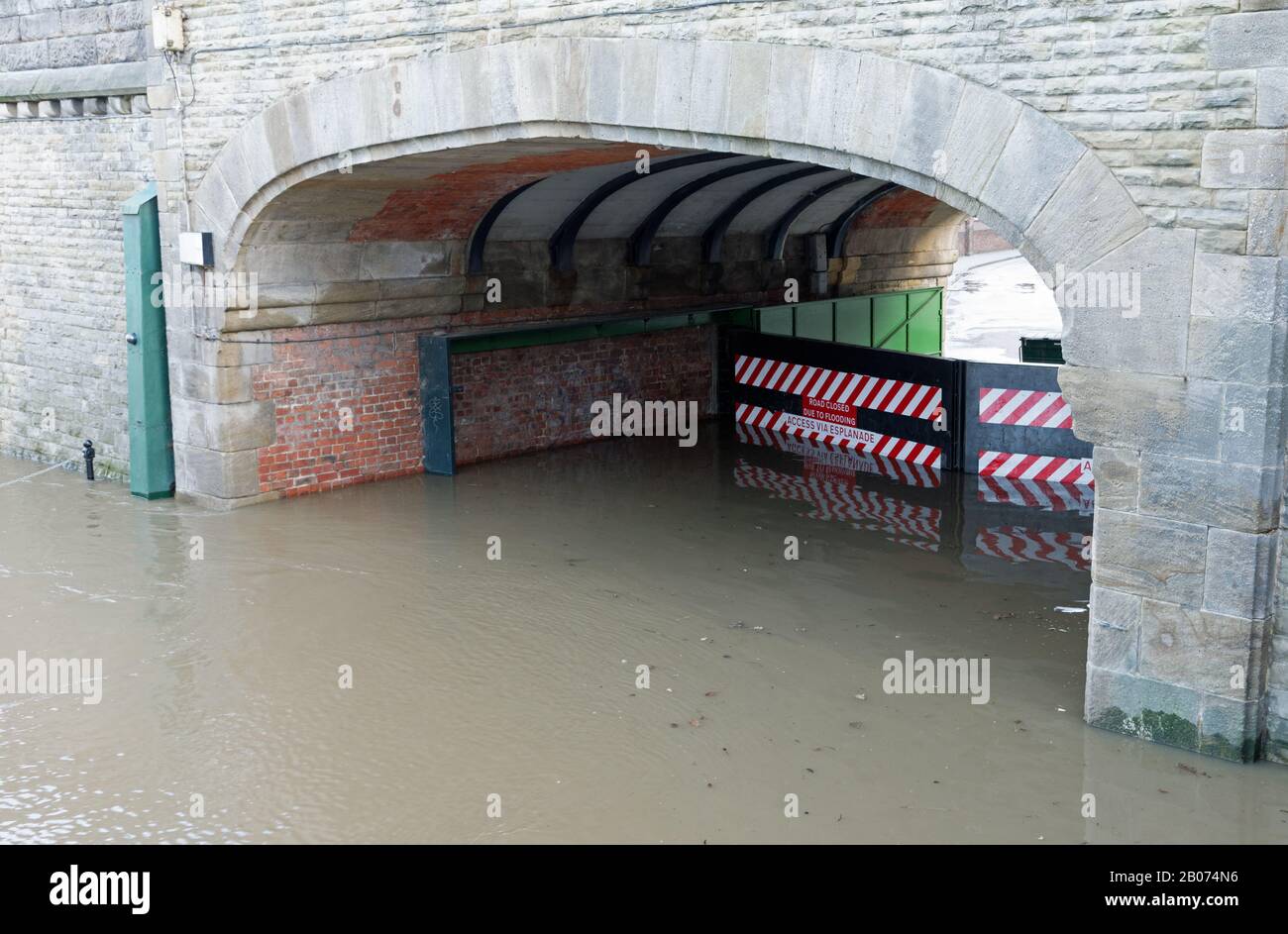 Flood prevention barriers located on the Esplanade on the bank of the ...