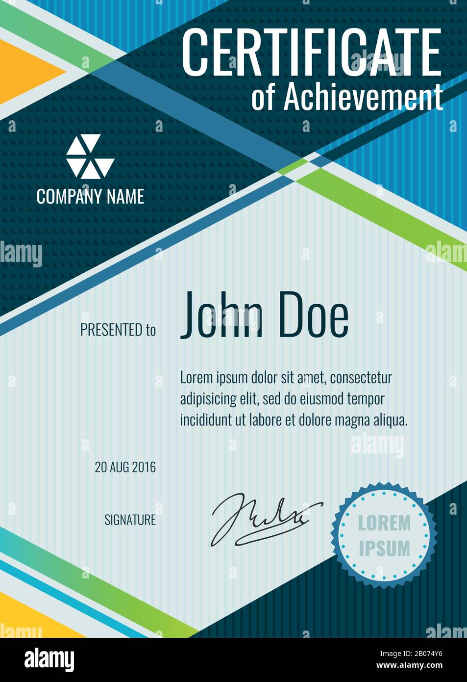 Achievement, award vector certificate design. Personal diploma and ...