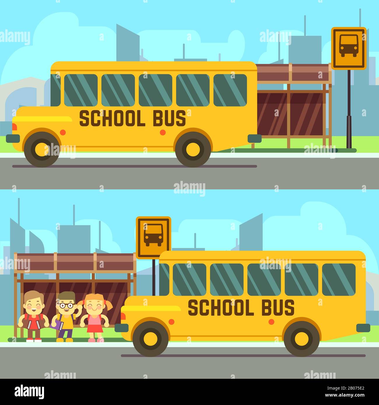 Bus queue kids Stock Vector Images - Alamy