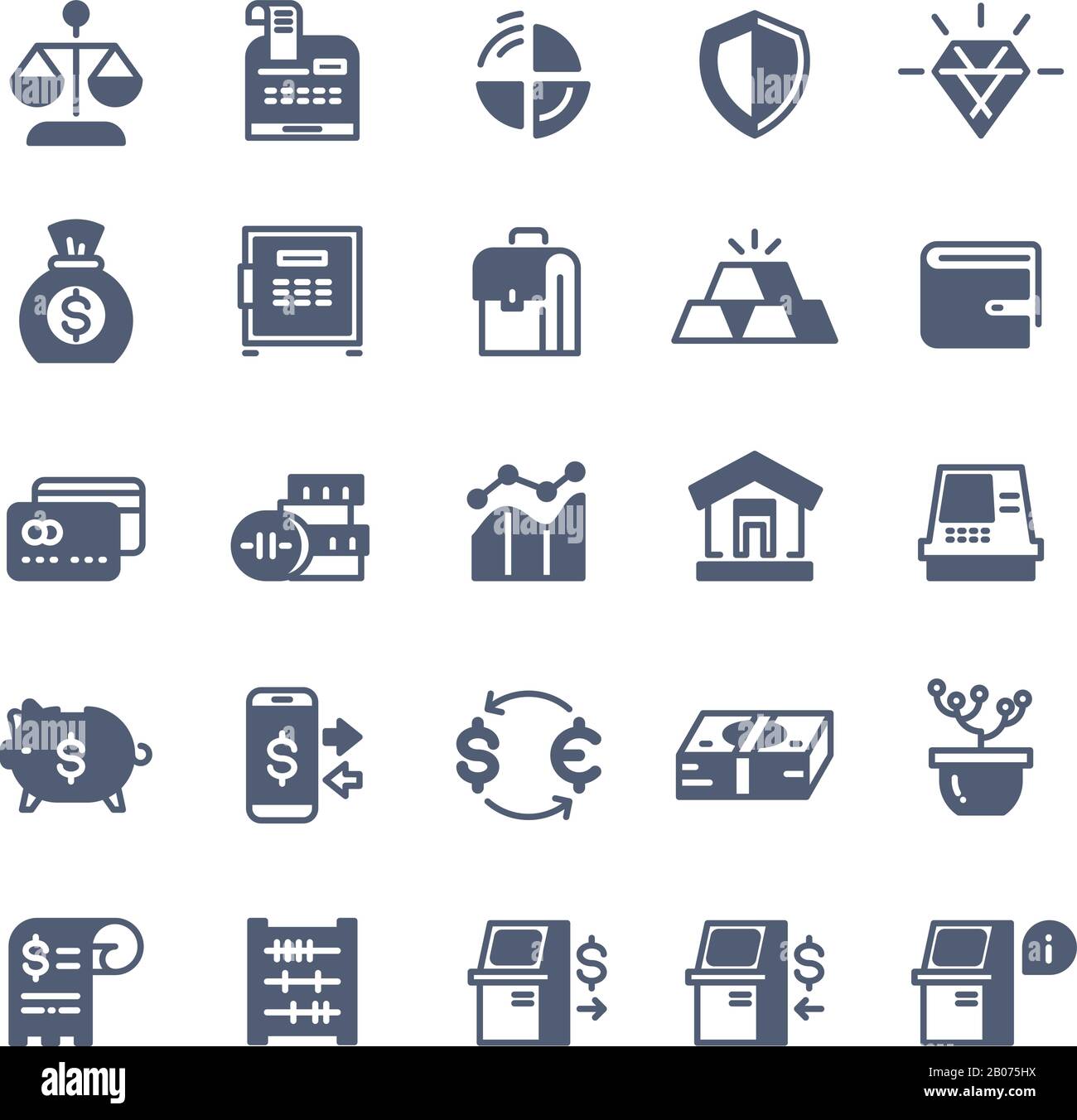 Banking finance money cash vector icons. Money and exchange currency ...