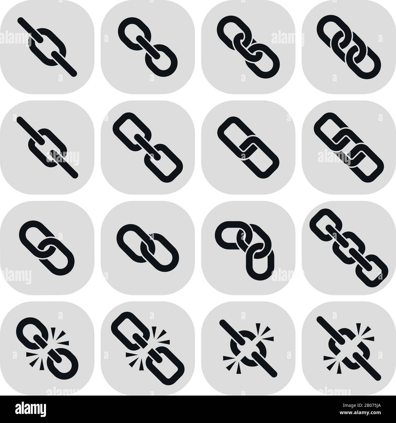 Web link, hyperlink, chain vector icons. Connection linked system ...