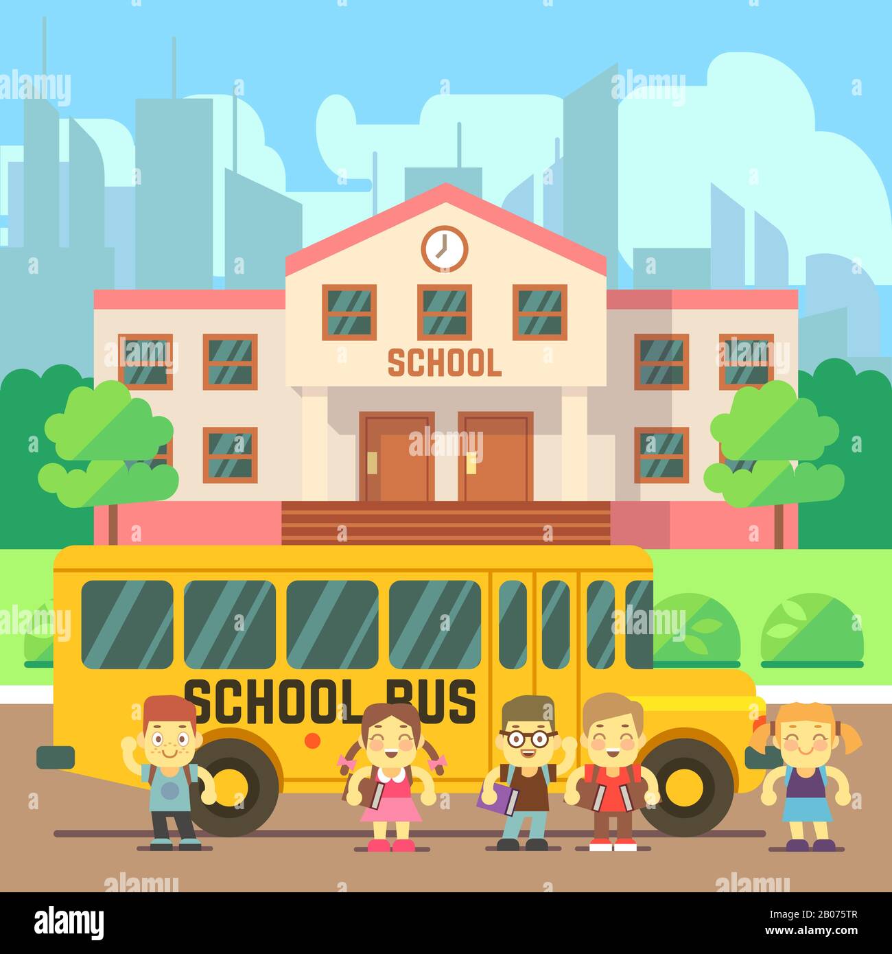 Elementary School Building Bus