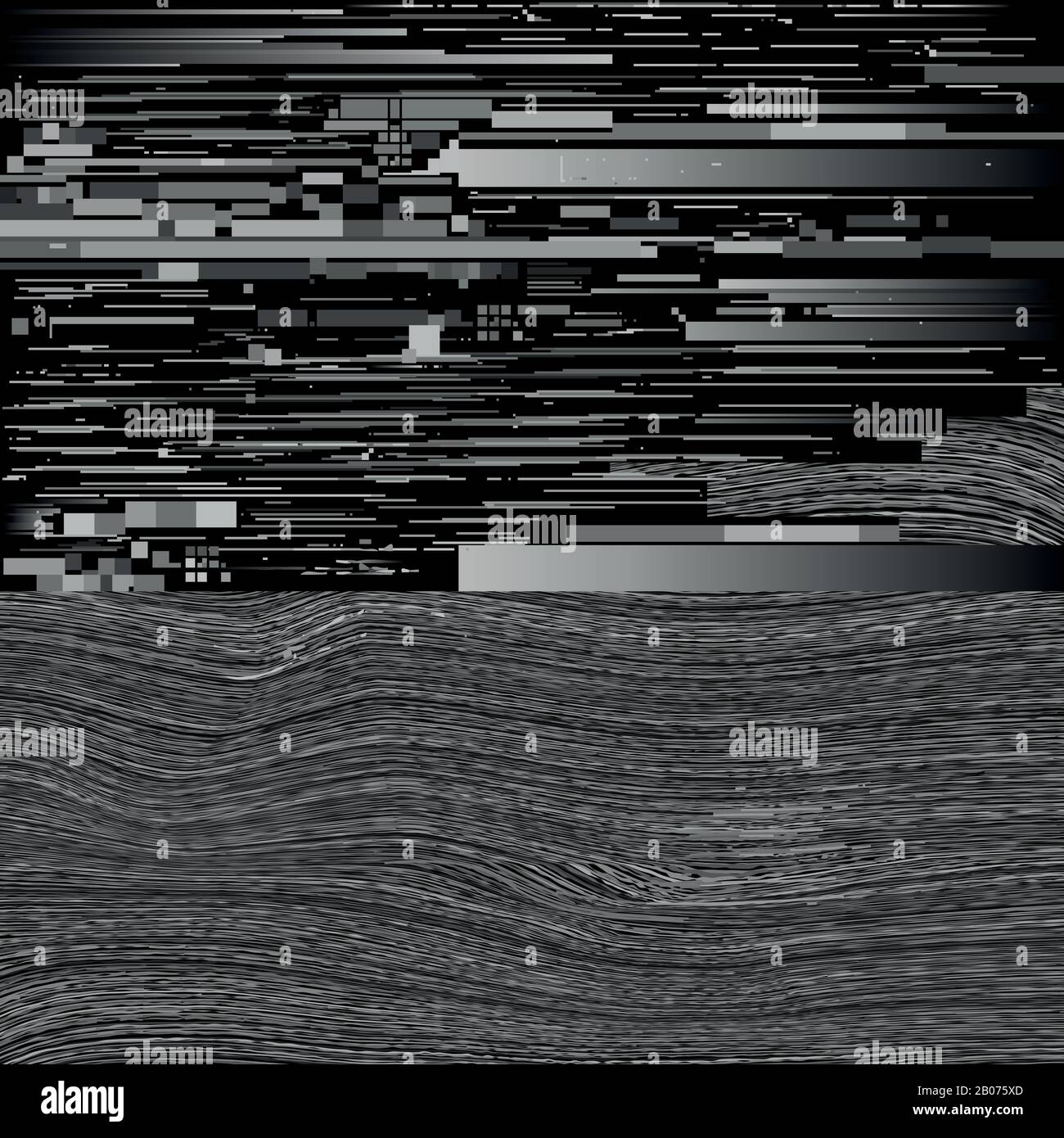 Black and white tv monitor glitch distorted texture vhs noise vector ...