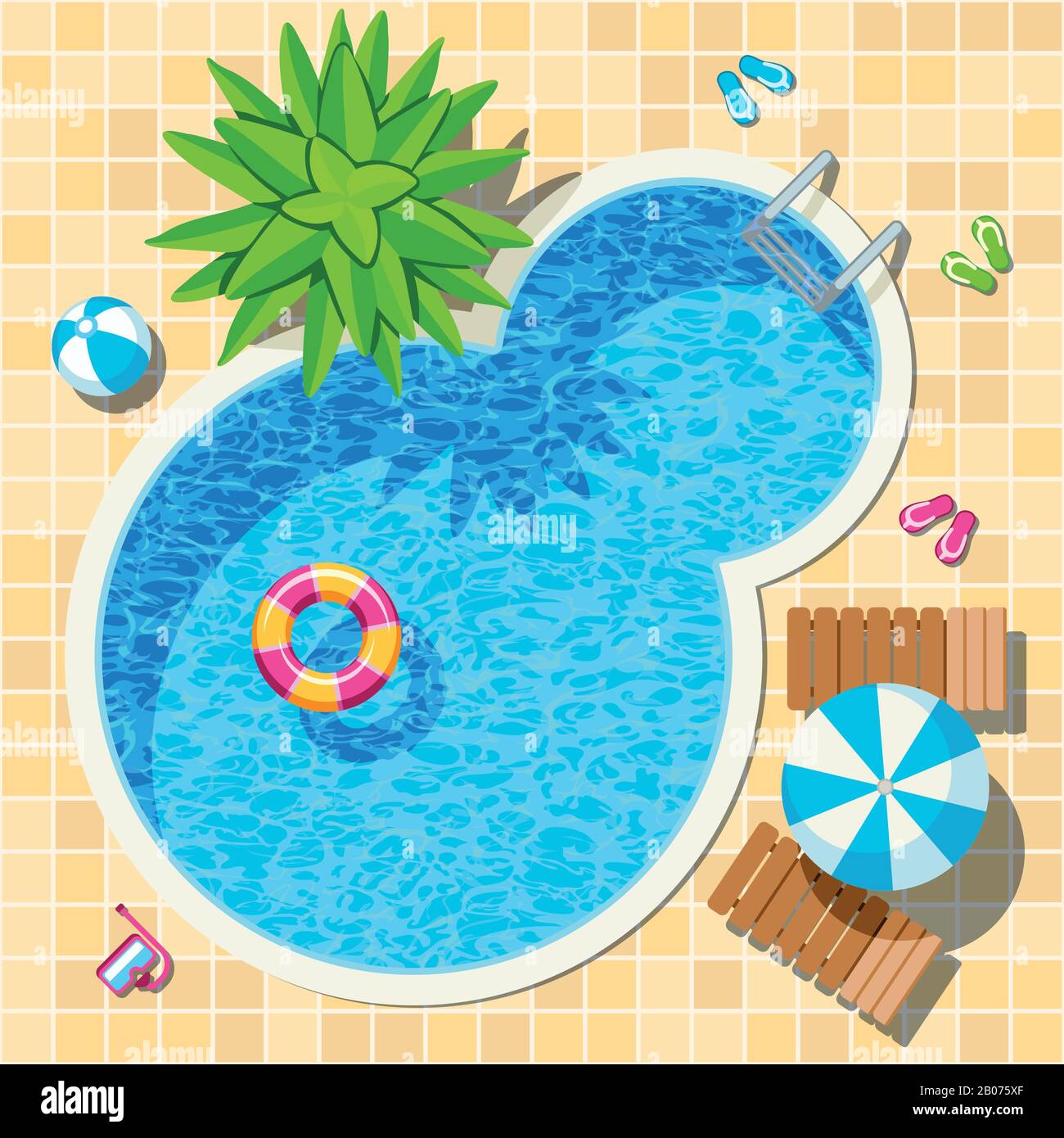 top view relax swimming pool vector summer concept Stock Vector Image ...