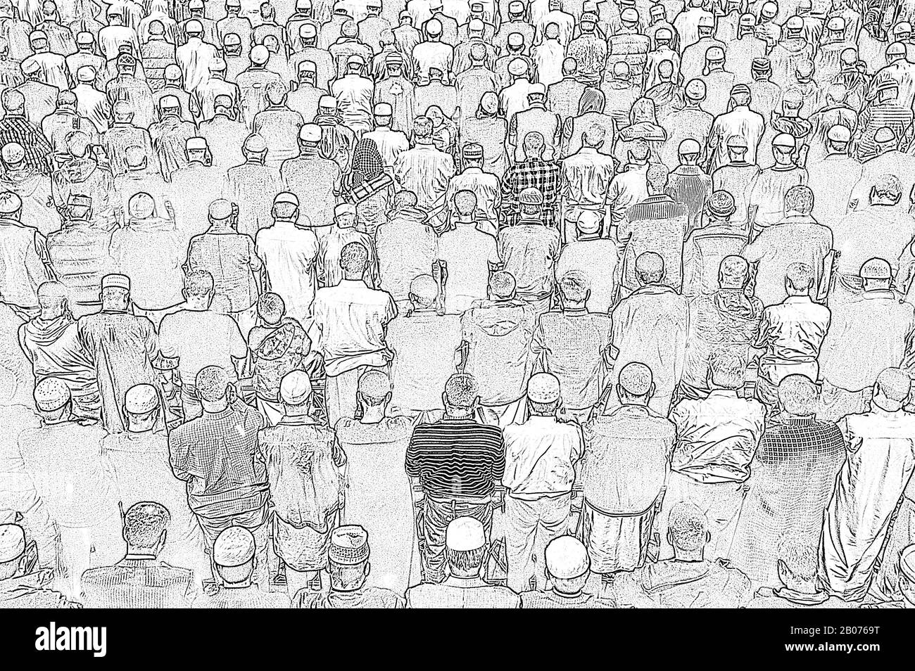 Muslim prayer. A group of Muslim men pray inside a Mosque. Islam ...