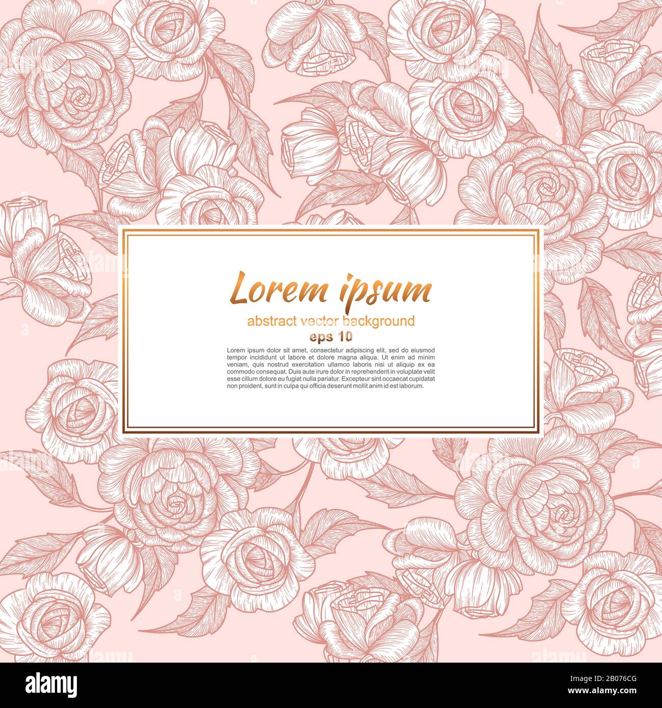 Card with flowers of roses. Floral pattern and place for text insertion ...