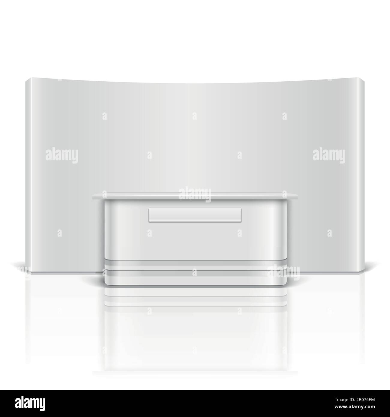 Blank exhibition, retail stand counter isolated on white background ...