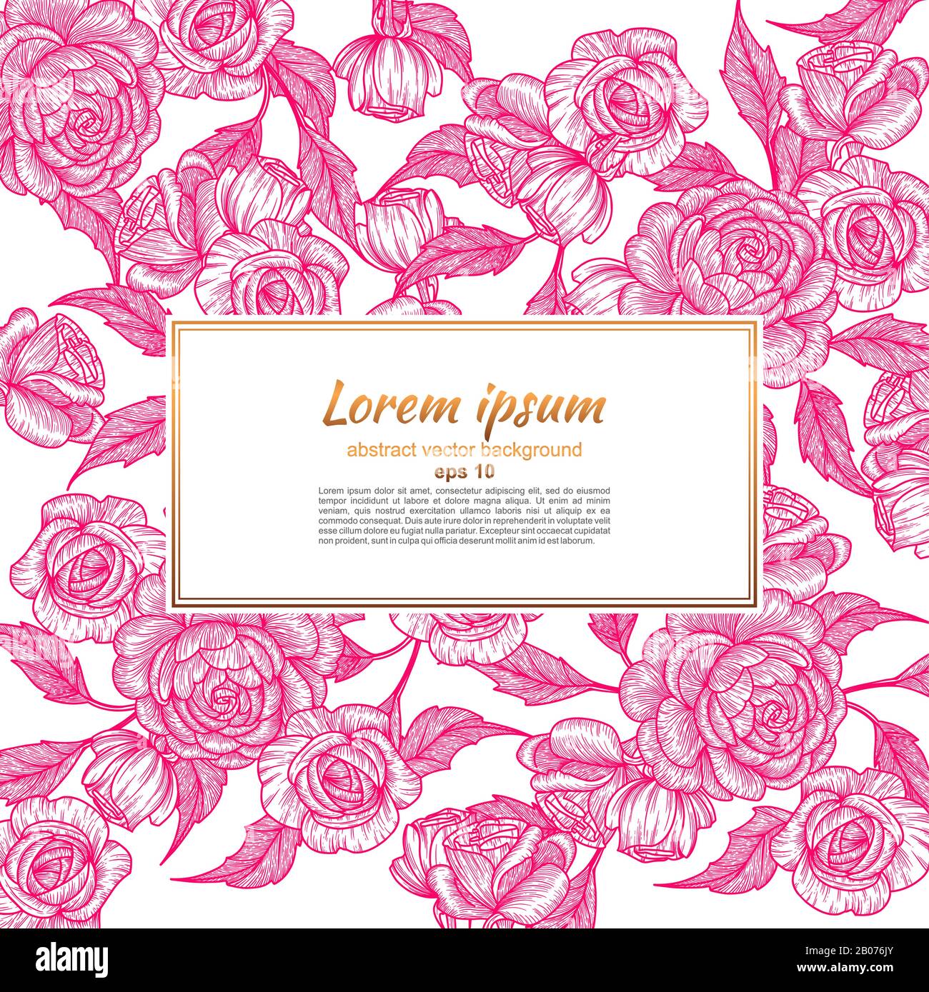 Card with flowers of roses. Floral pattern and place for text insertion ...