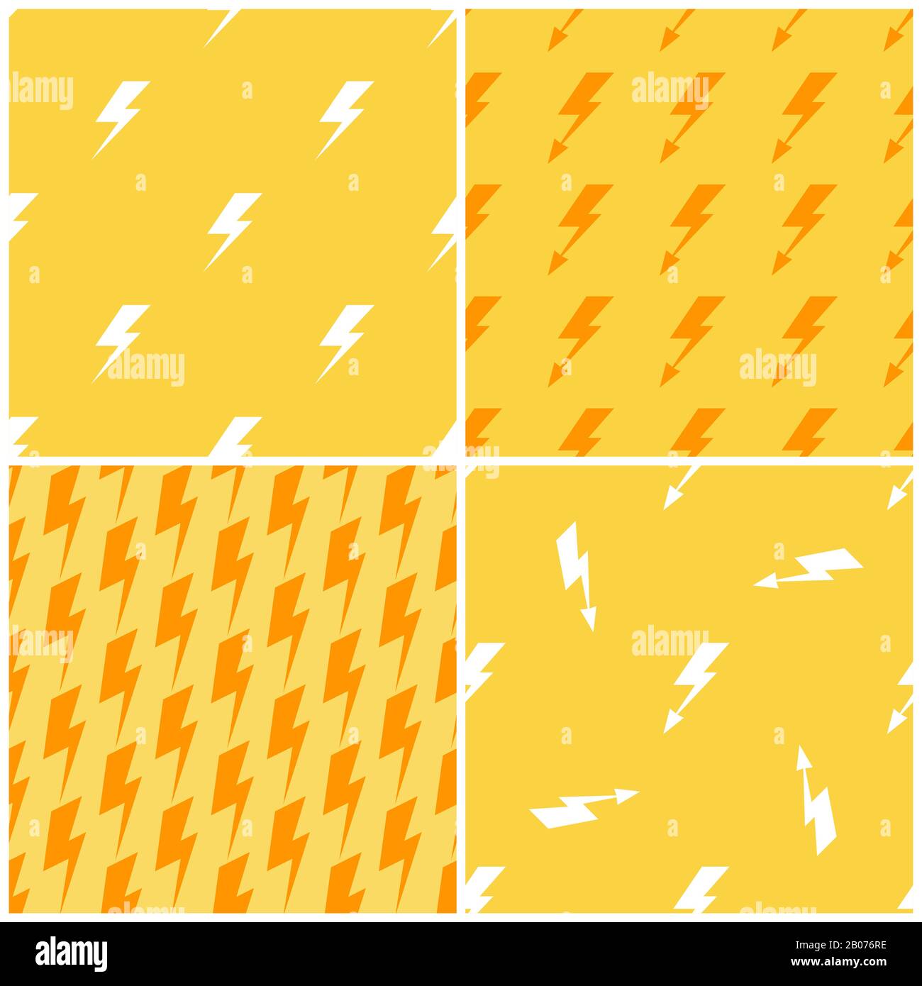 Lightnings vector yellow seamless patterns set. Background for storm ...