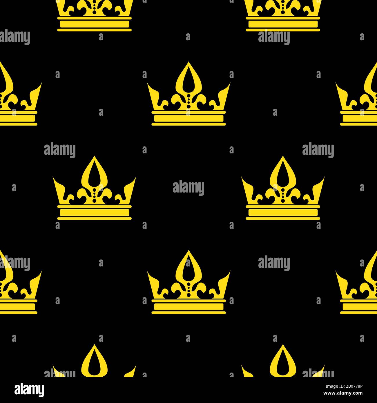 Golden crowns over black vector seamless pattern. Royal background ...