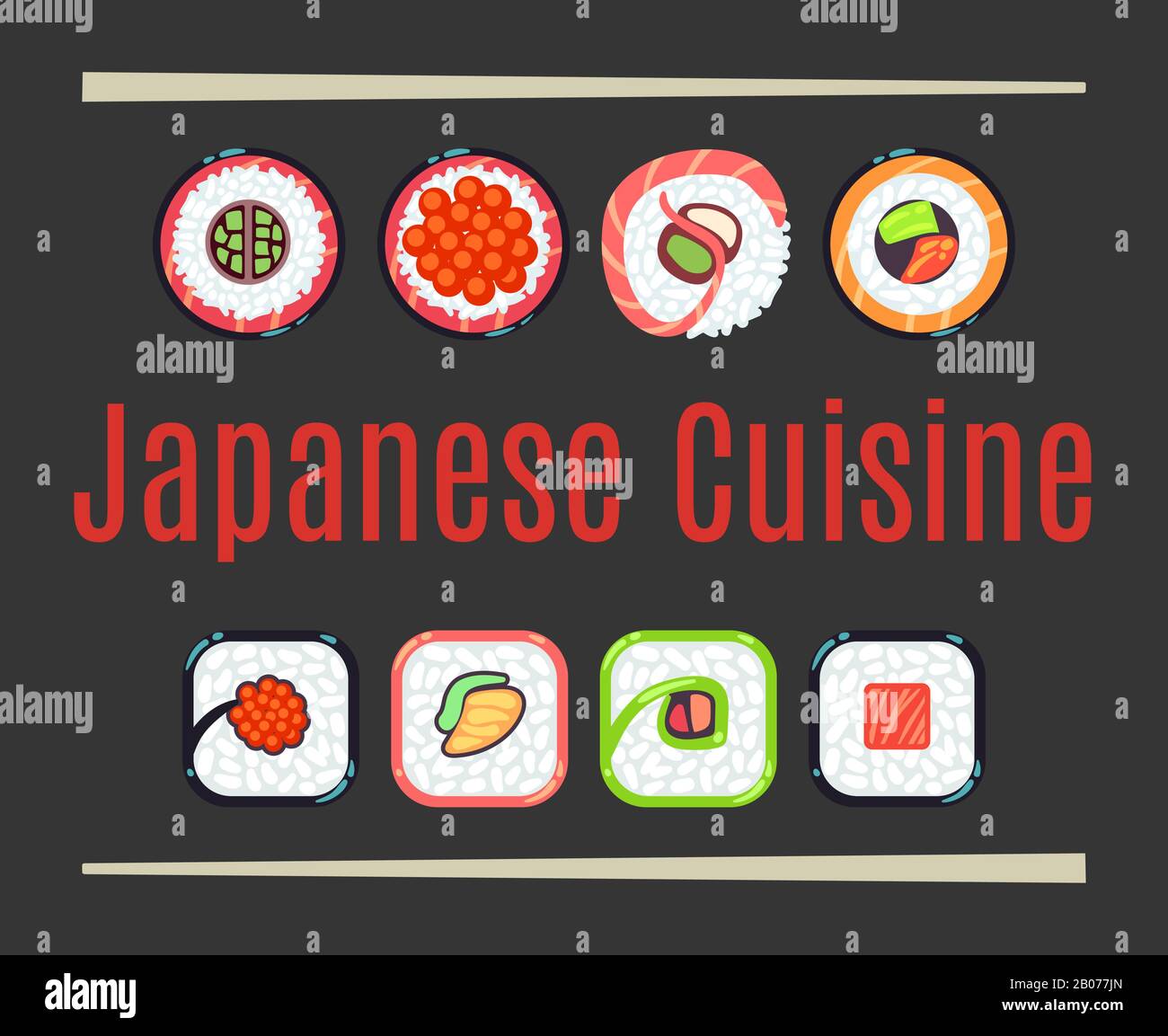 Japanese cuisine restaurant logo template. Healthy east food. Vector ...