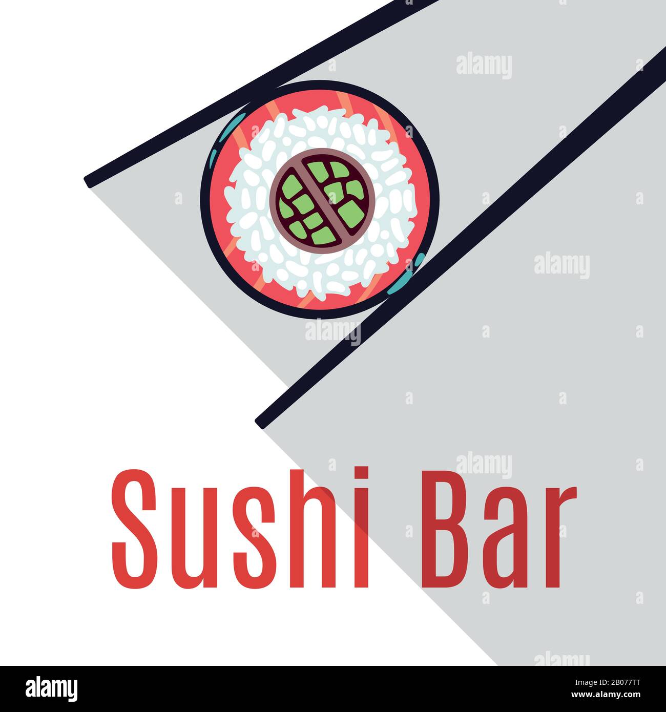 Sushi bar food logo template. Seafood and fresh roll, vector ...