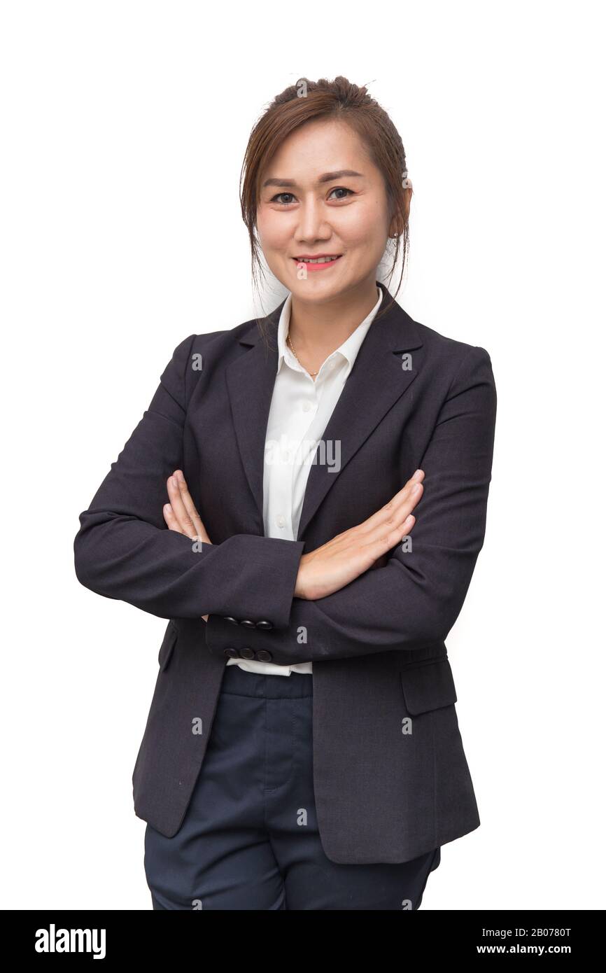 asian business women smile standing isolated on white background Stock ...