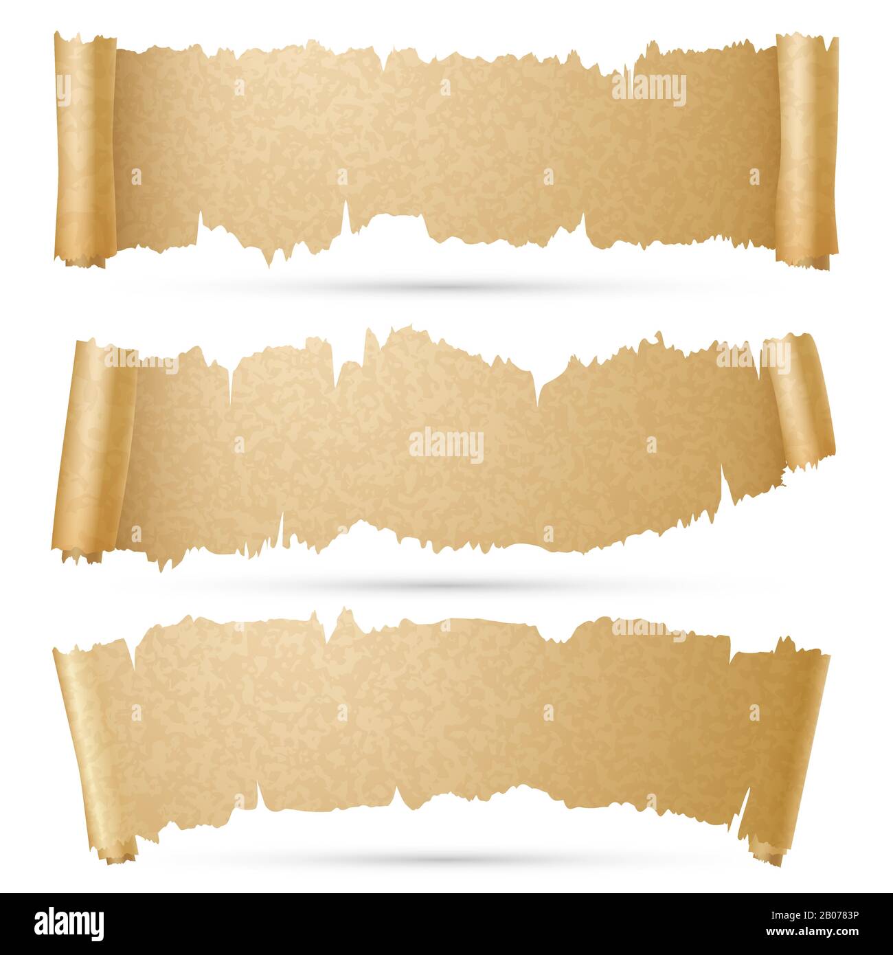 Scroll paper banners vector set. Old ragged roll old parchment illustration Stock Vector Image ...