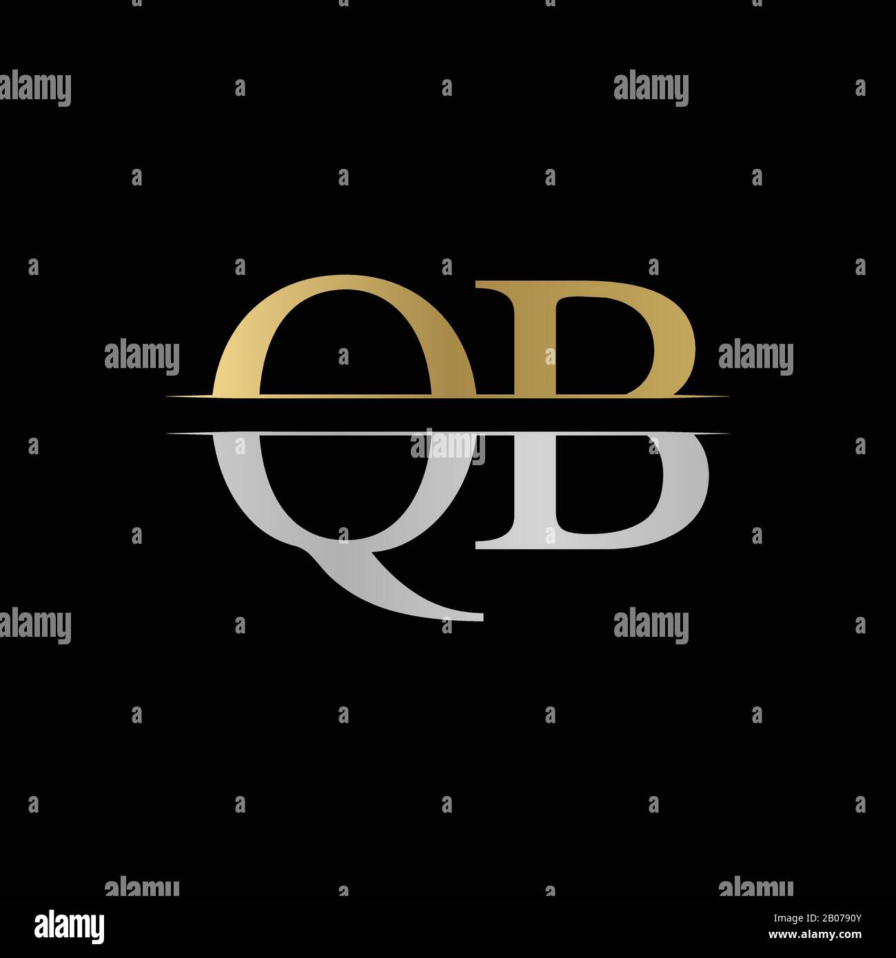 Initial Monogram Letter QB Logo Design Vector Template. Silver and Gold ...