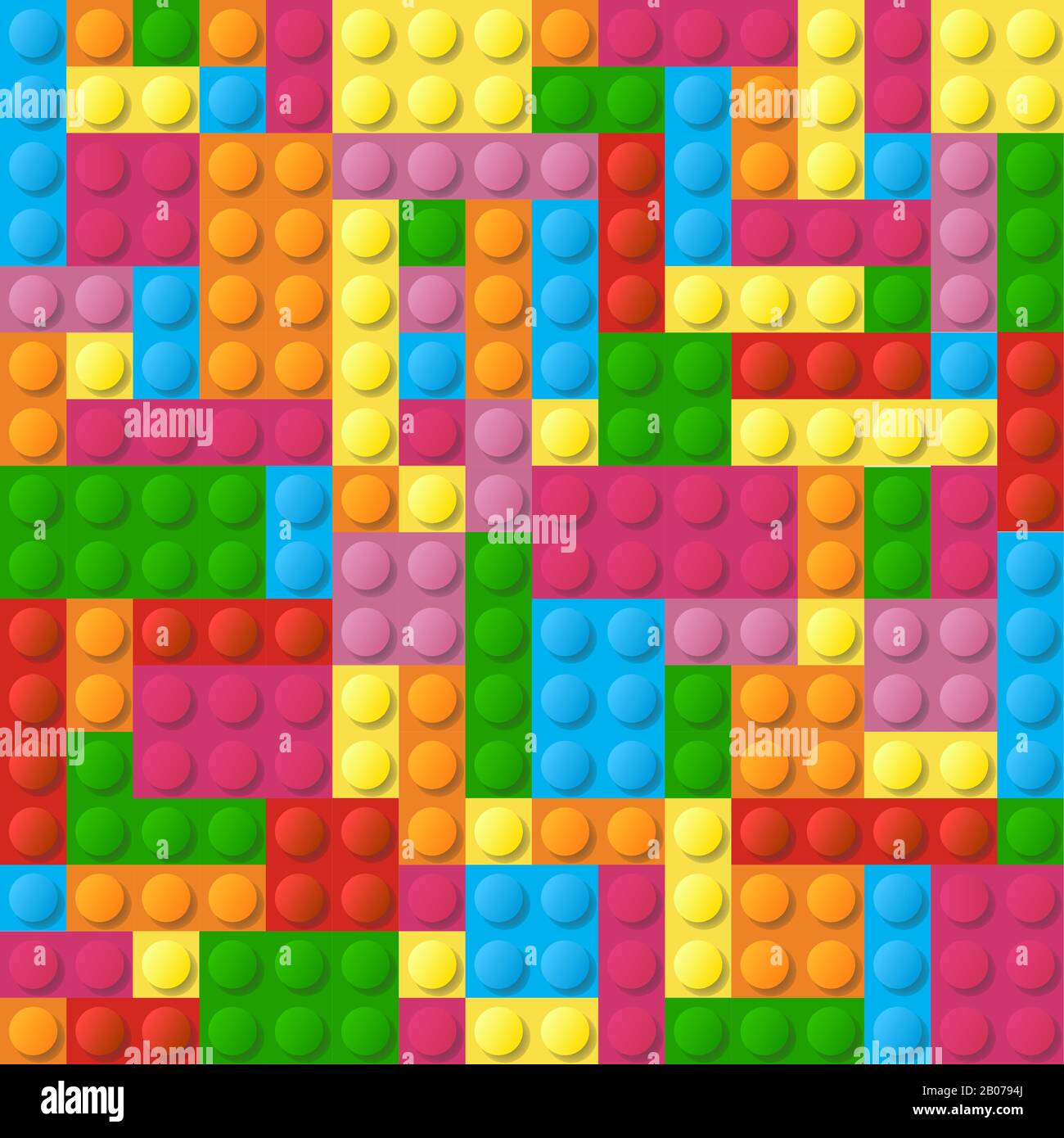 Colored plastic bricks seamless vector pattern. Game constructor structure for development ...