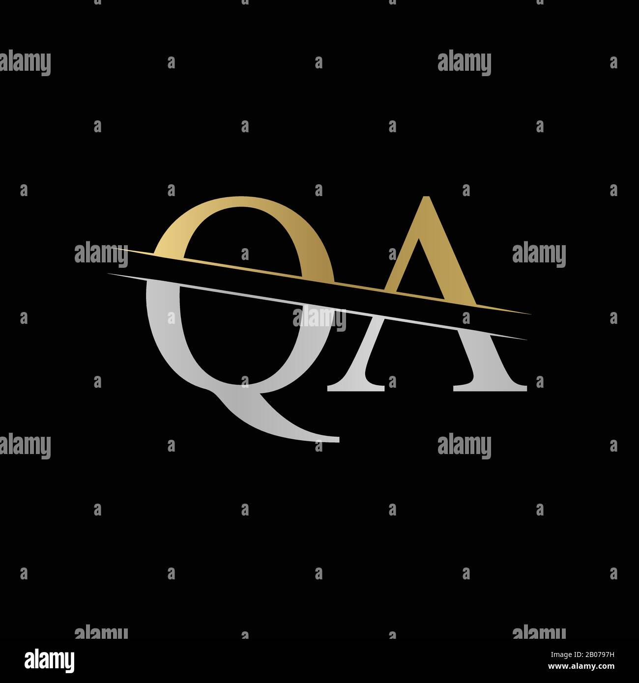 Initial Monogram Letter QA Logo Design Vector Template. Silver and Gold ... Initial Monogram Letter QA Logo Design Vector Template. Silver and Gold ...