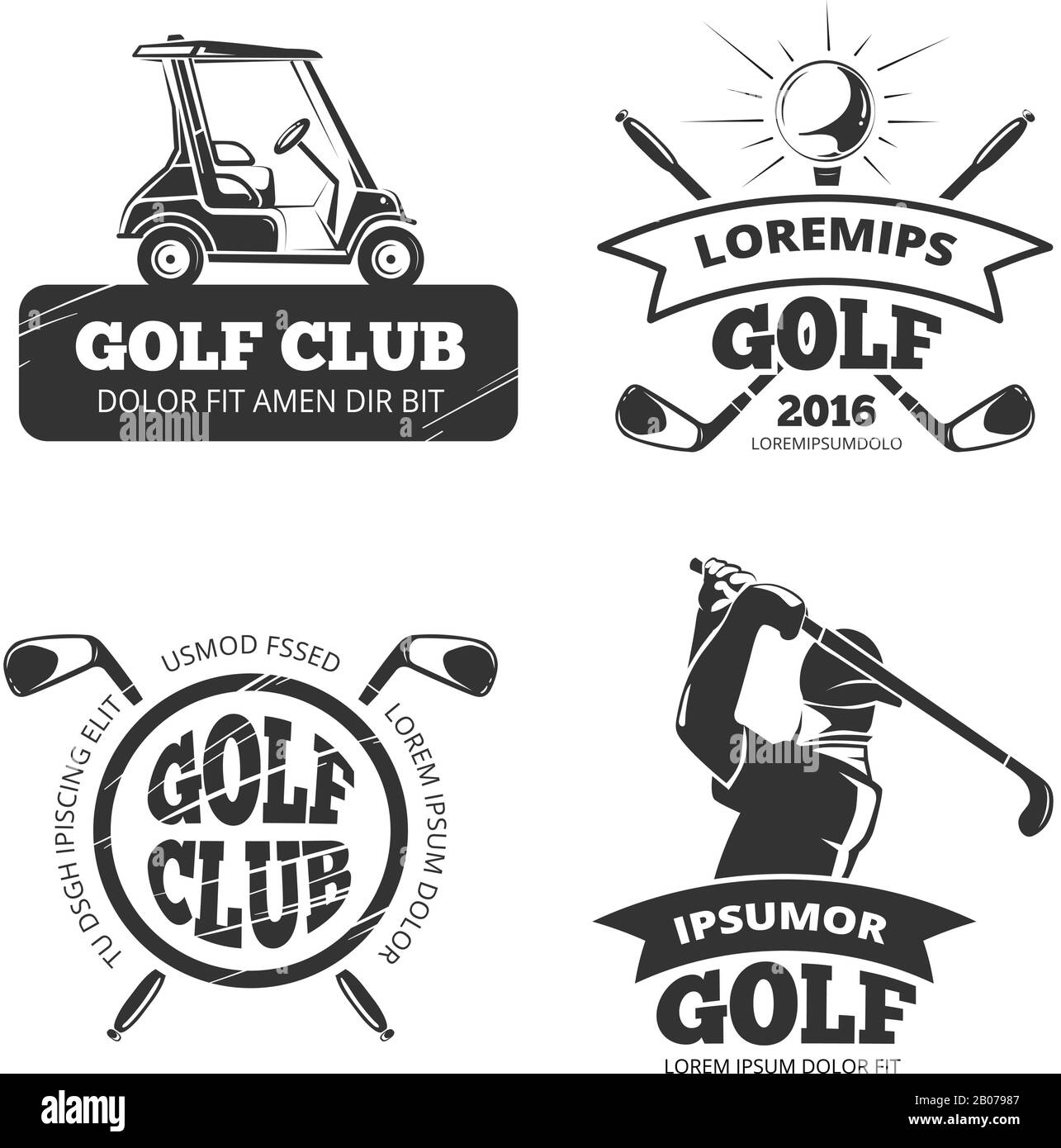 Retro vector golf labels, emblems, badges and logos. Sport club set ...