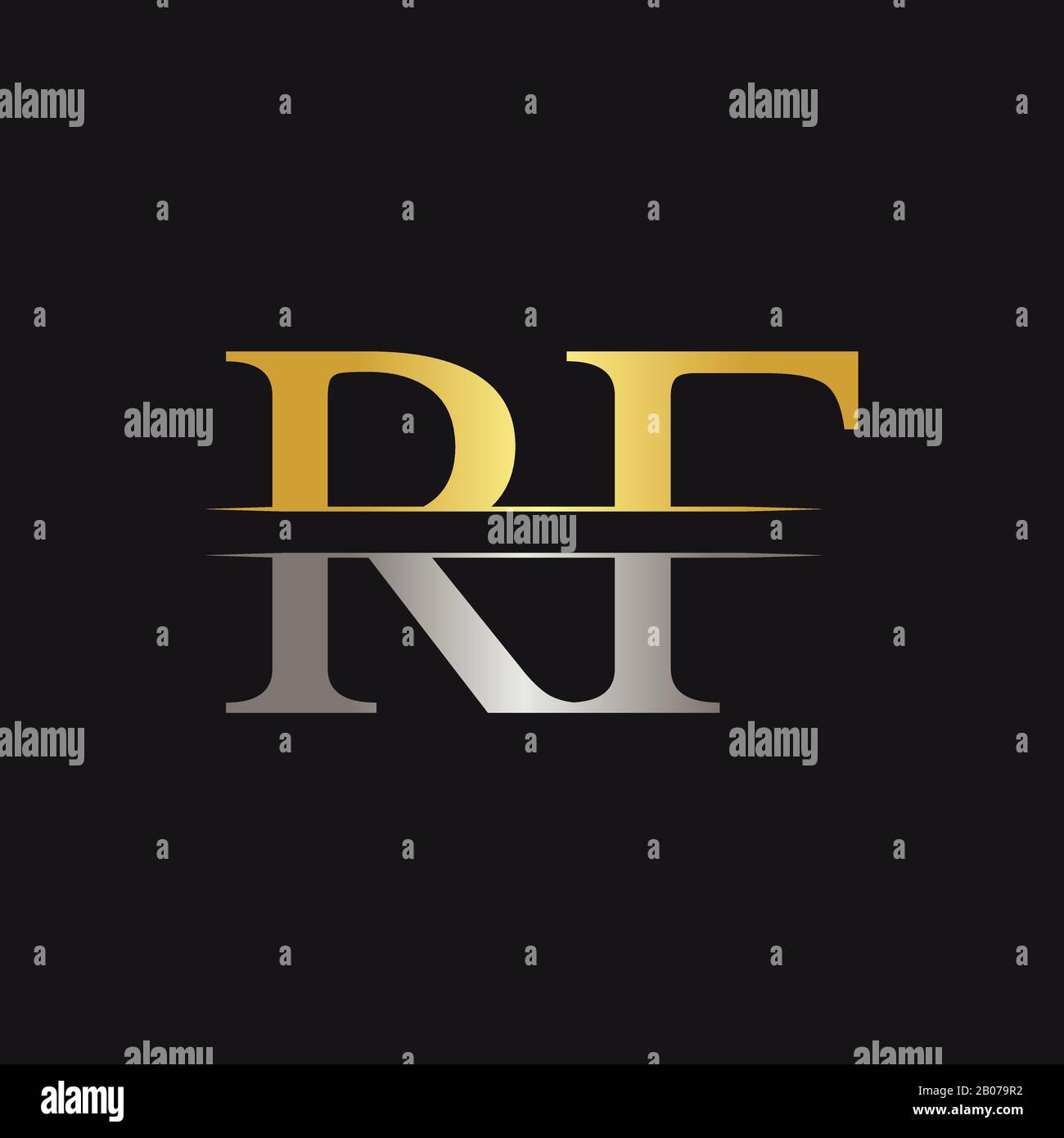 Abstract Letter RF Logo Design Vector Template. Creative Gold and ...