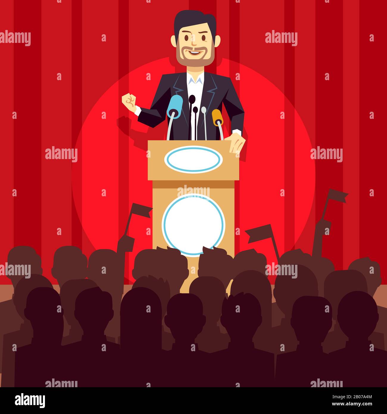 Business leadership vector concept with speaker businessman, politician ...