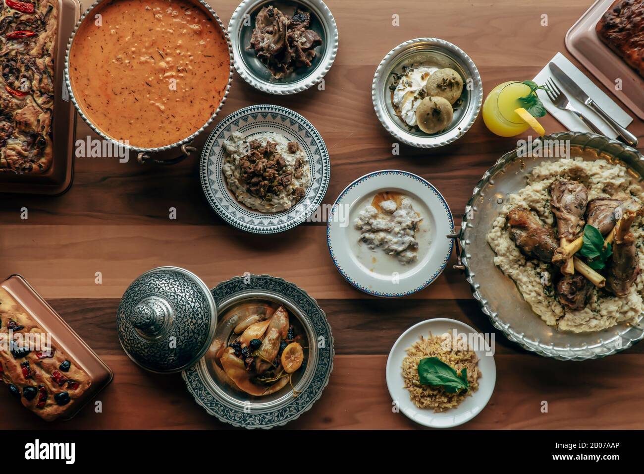Turkish home made food top view Stock Photo - Alamy