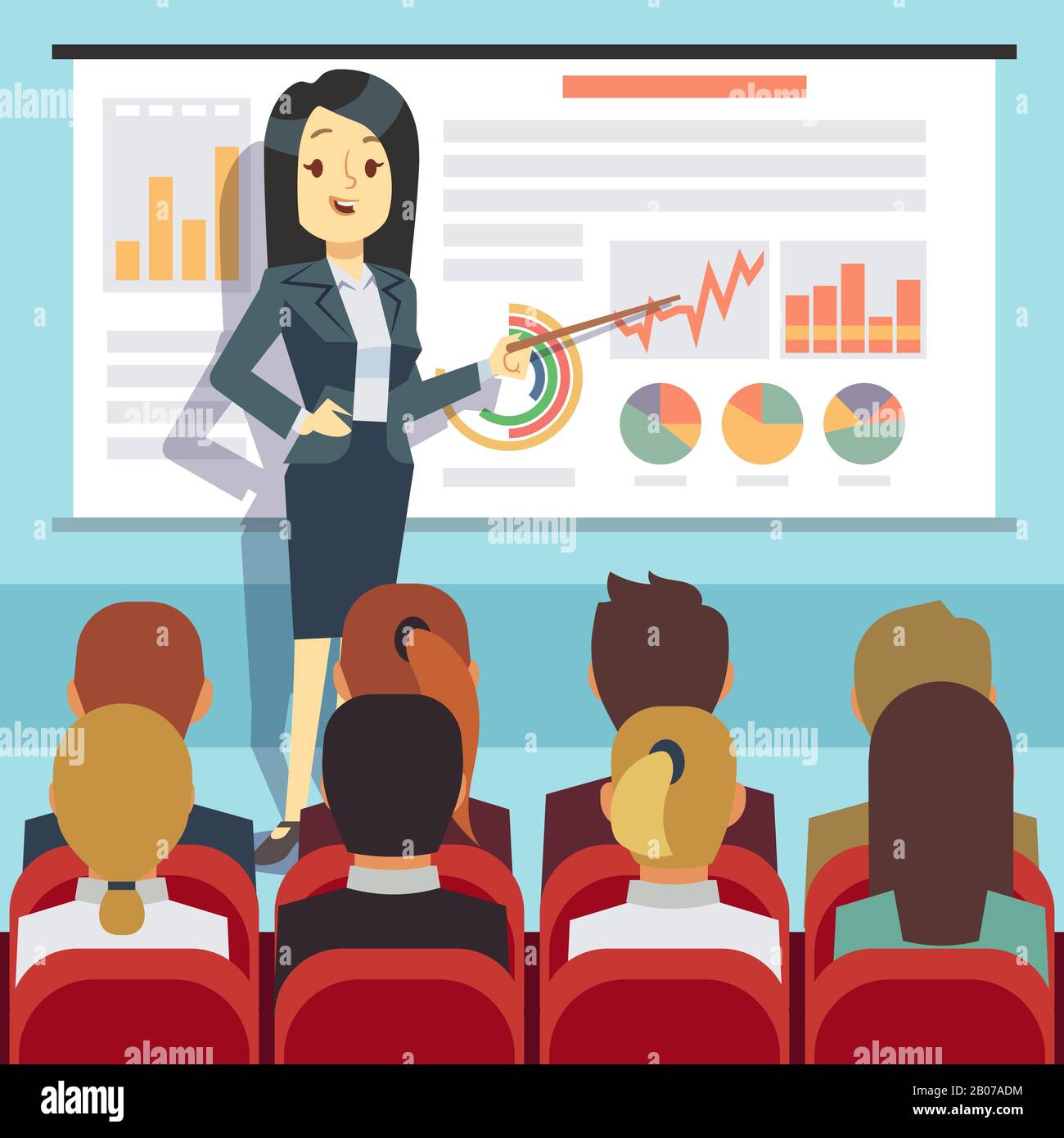 Business conference, seminar with speaker in front of audience ...