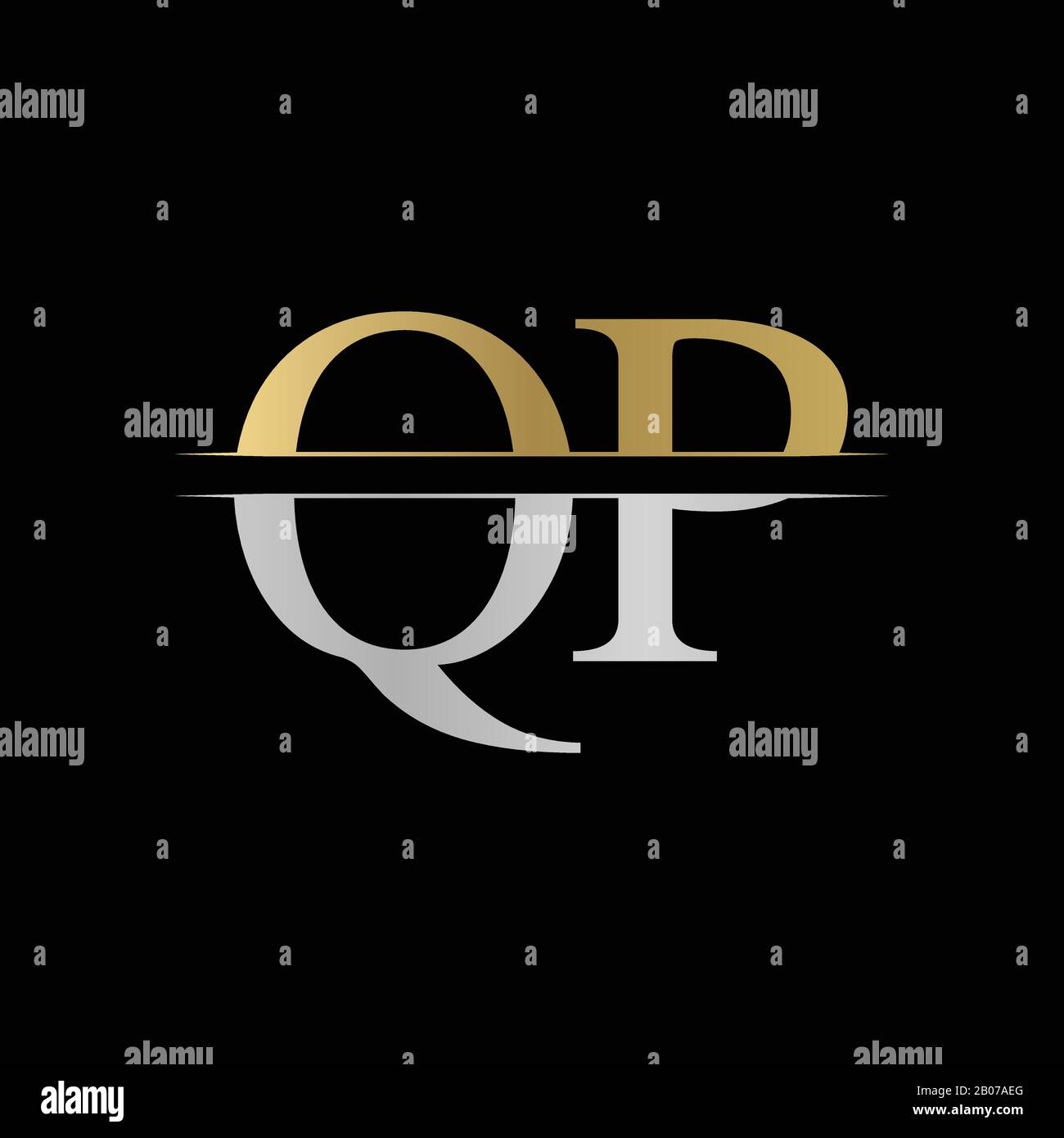 Initial Monogram Letter QP Logo Design Vector Template. Silver and Gold ...