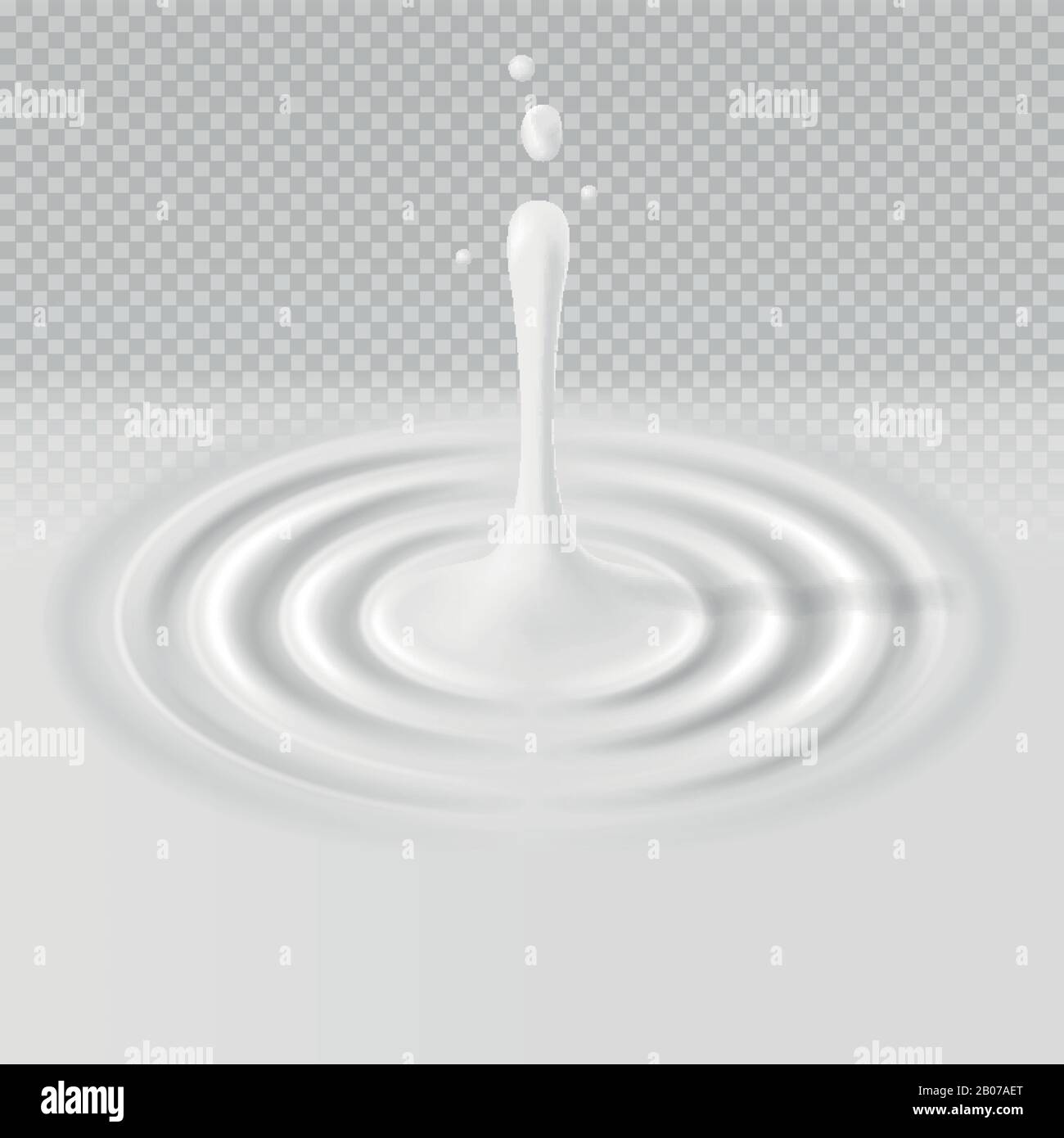 White falling drop with ripple surface vector illustration. Fresh milk ...