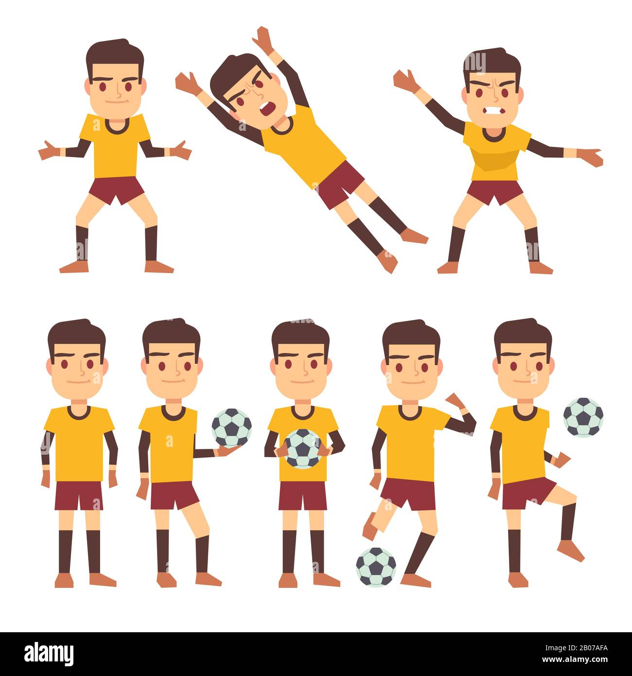 Footballer, soccer player, goalkeeper in different gaming poses set of ...