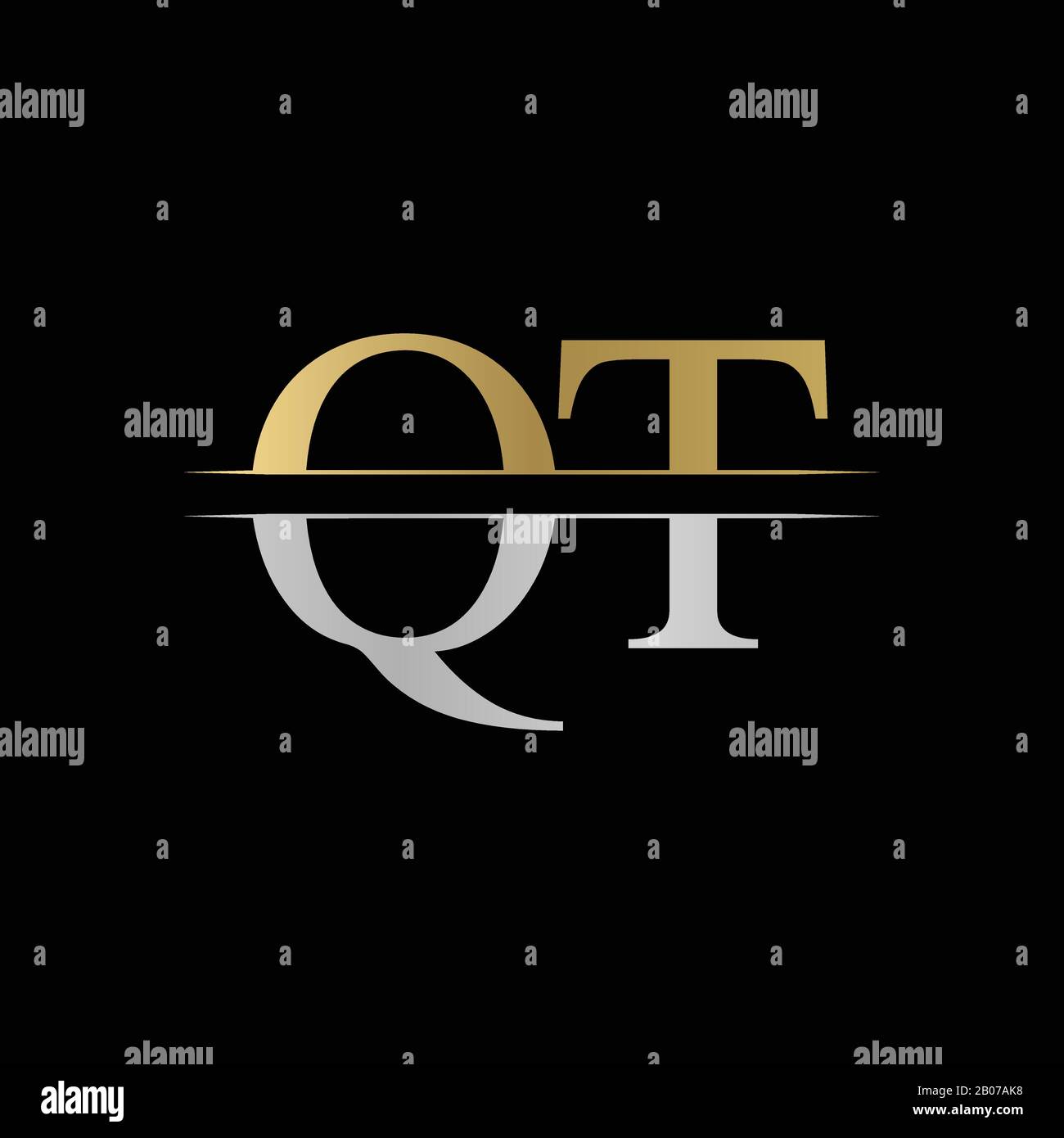 Initial Monogram Letter QT Logo Design Vector Template. Silver and Gold ... Initial Monogram Letter QT Logo Design Vector Template. Silver and Gold ...
