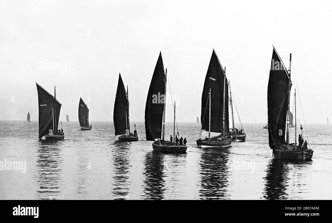 Victorian fishing boats Black and White Stock Photos & Images - Alamy