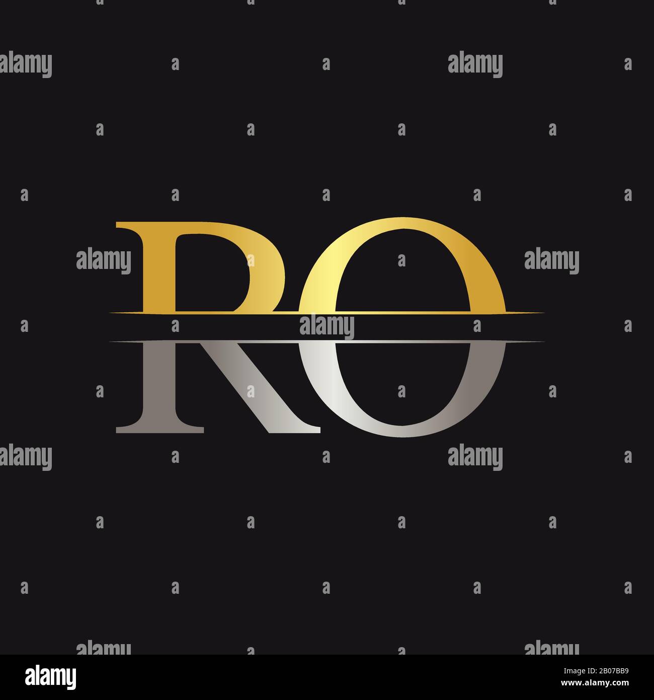 Abstract Letter RO Logo Design Vector Template. Creative Gold and ...