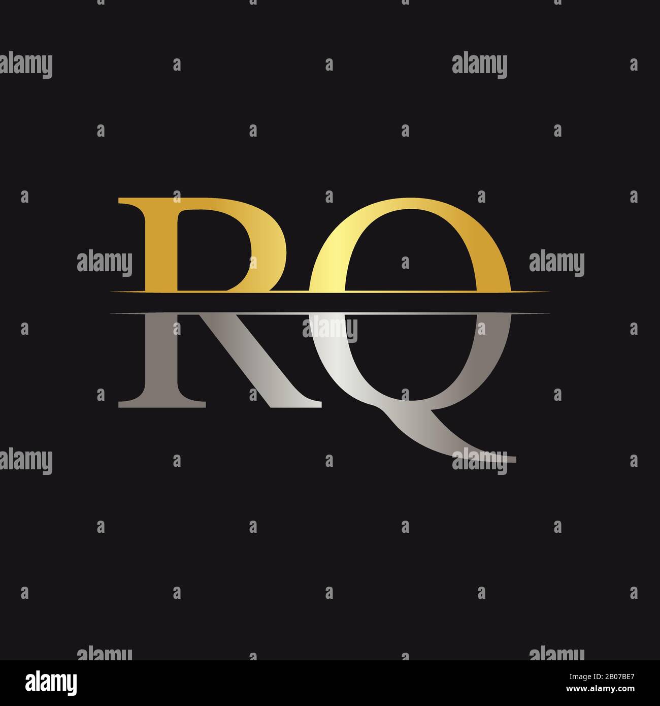 Abstract Letter RQ Logo Design Vector Template. Creative Gold and ...