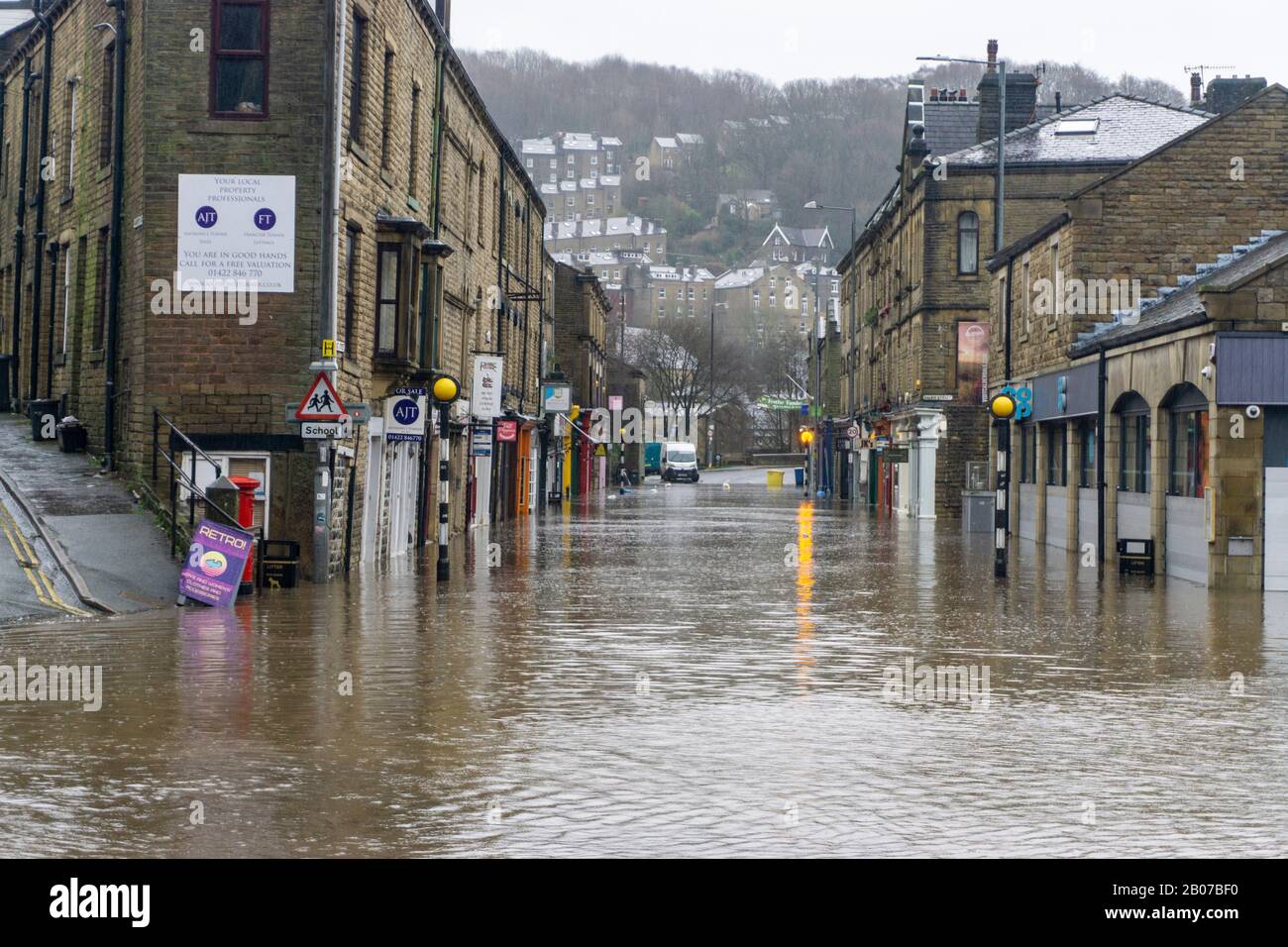 09/02/2020 Hebden Bridge - West Yorkshire - Flooding in the town Stock ...