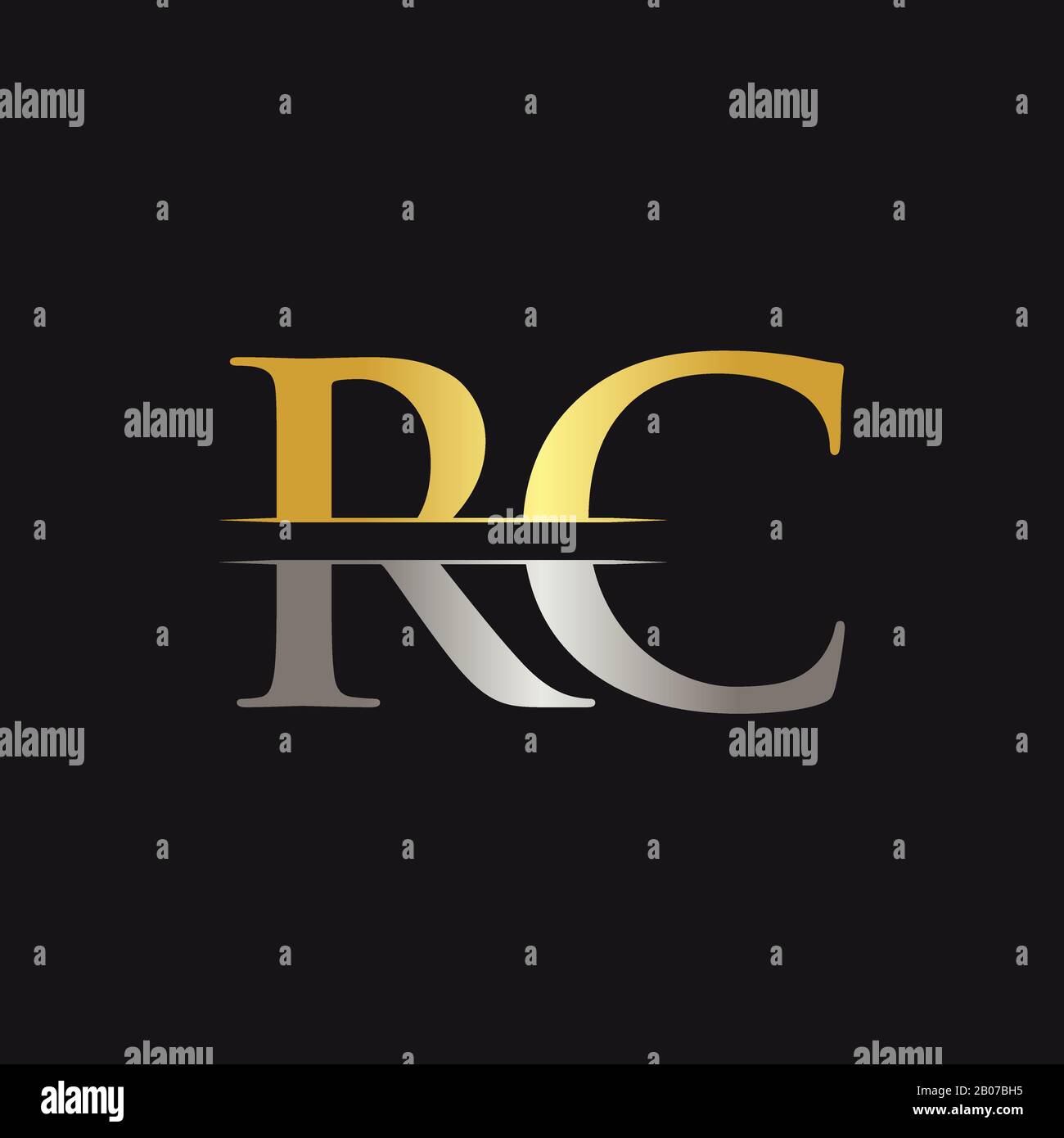 Abstract Letter RC Logo Design Vector Template. Creative Gold and ...