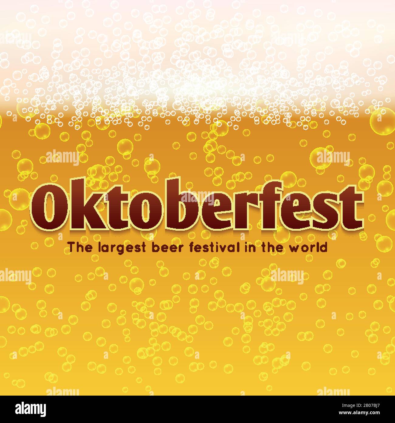 Oktoberfest beer festival vector poster with beer, bubbles and foam ...